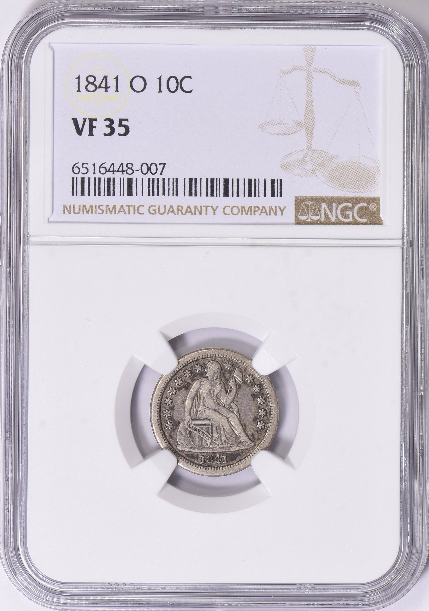 1841-O Seated Liberty Dime NGC VF-35 (Item 1635687) | GreatCollections Coin Auctions