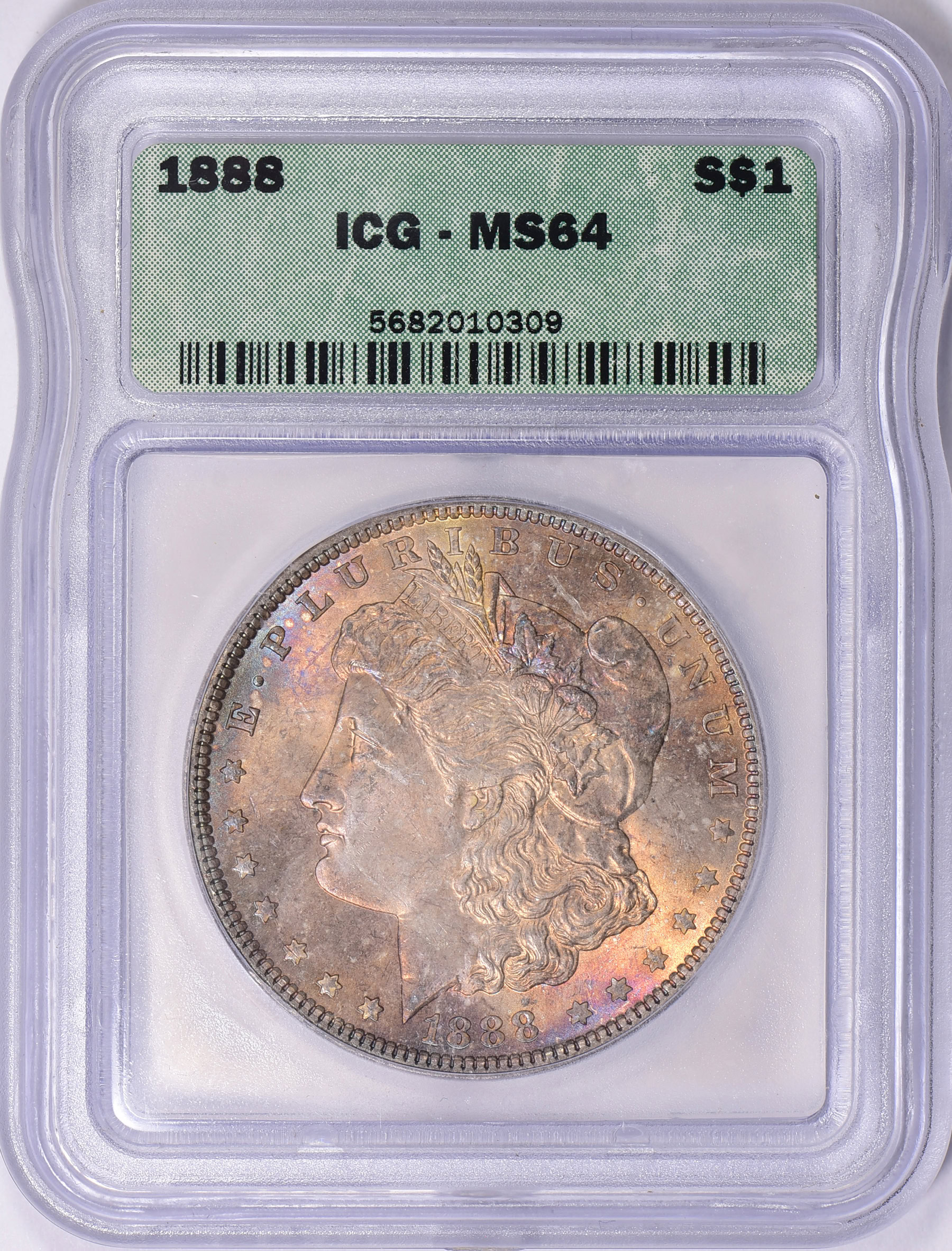 1888 Morgan Silver Dollar ICG MS-64 (Toned) (Item 1635717) | GreatCollections Coin Auctions