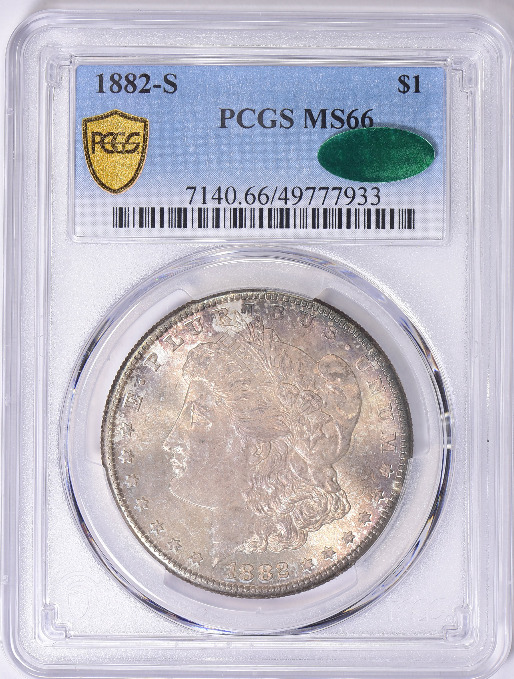1882-S Morgan Silver Dollar PCGS MS-66 (CAC Green) (Toned) (Item 1635769) | GreatCollections ...