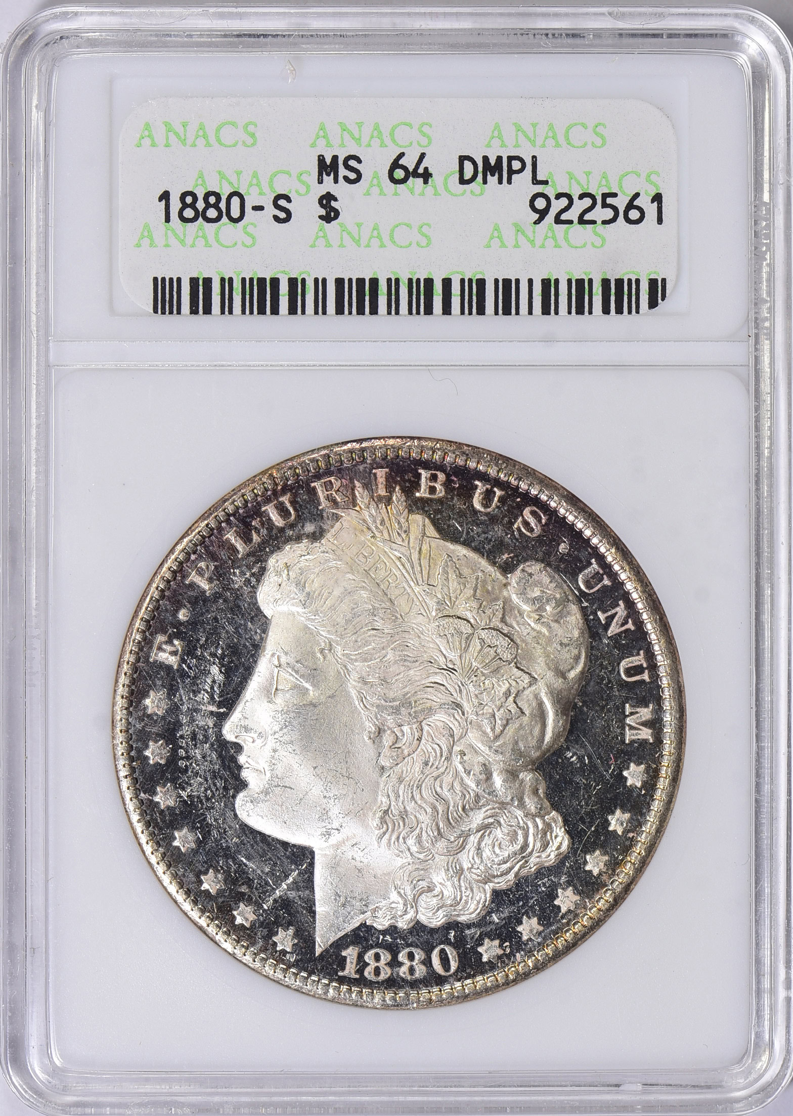 1880-S Morgan Silver Dollar ANACS MS-64 DMPL OH (Toned) (Item 1635841) | GreatCollections Coin ...