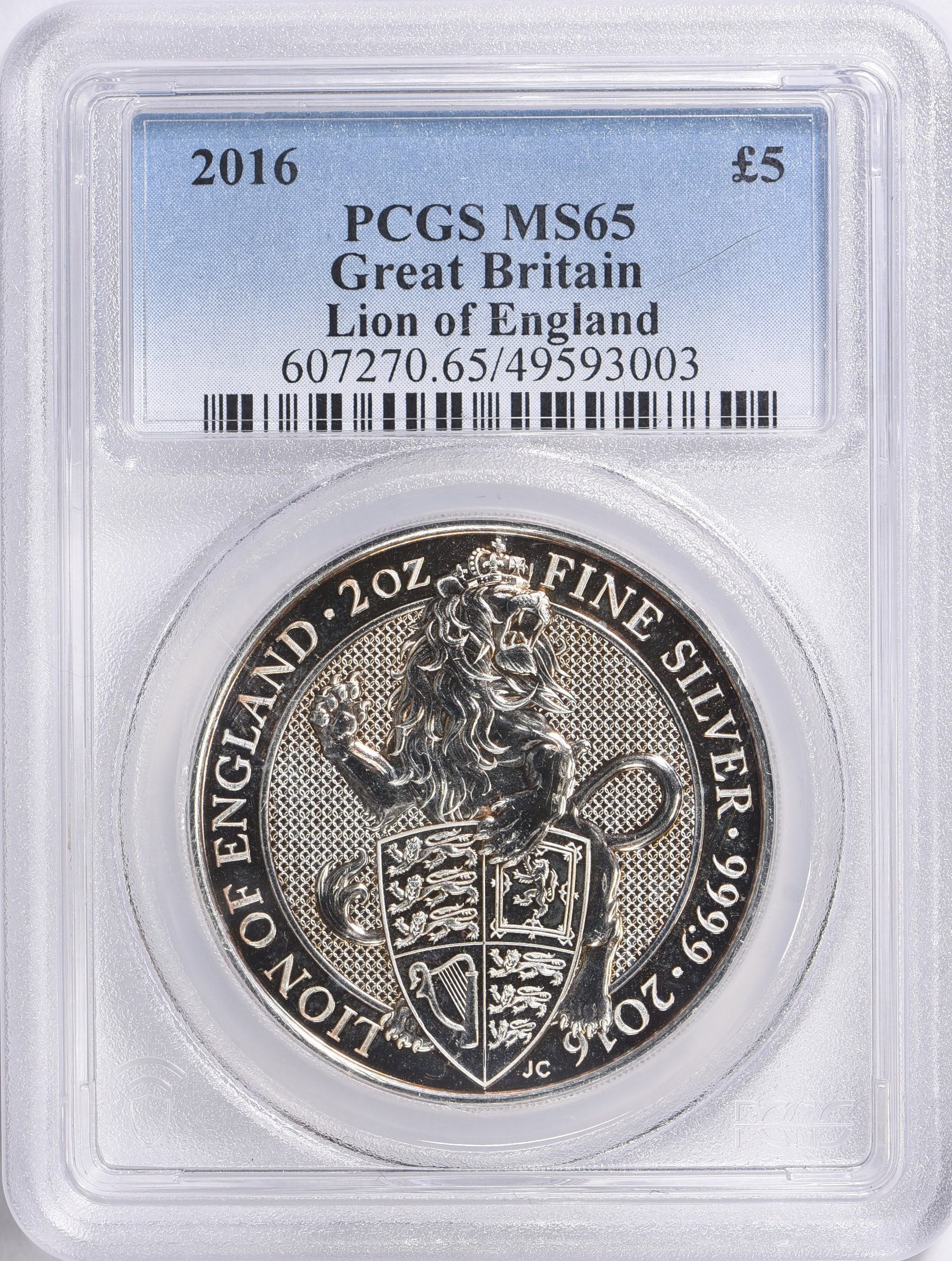 Great Britain 2016 Silver £5 The Queen's Beasts Lion of England PCGS MS ...