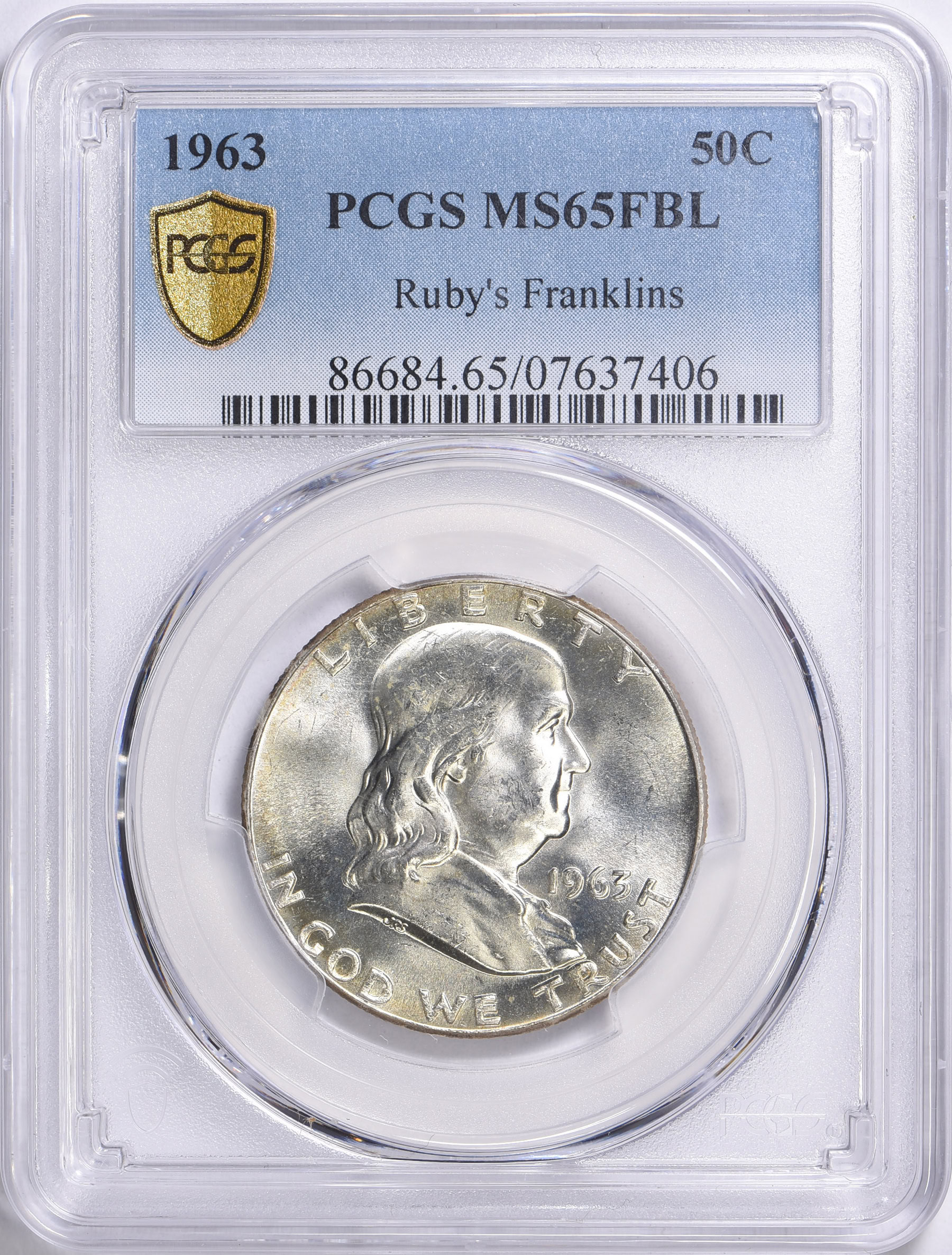 1963 Franklin Half Dollar PCGS MS-65 FBL (Ruby's Franklins Collection ...