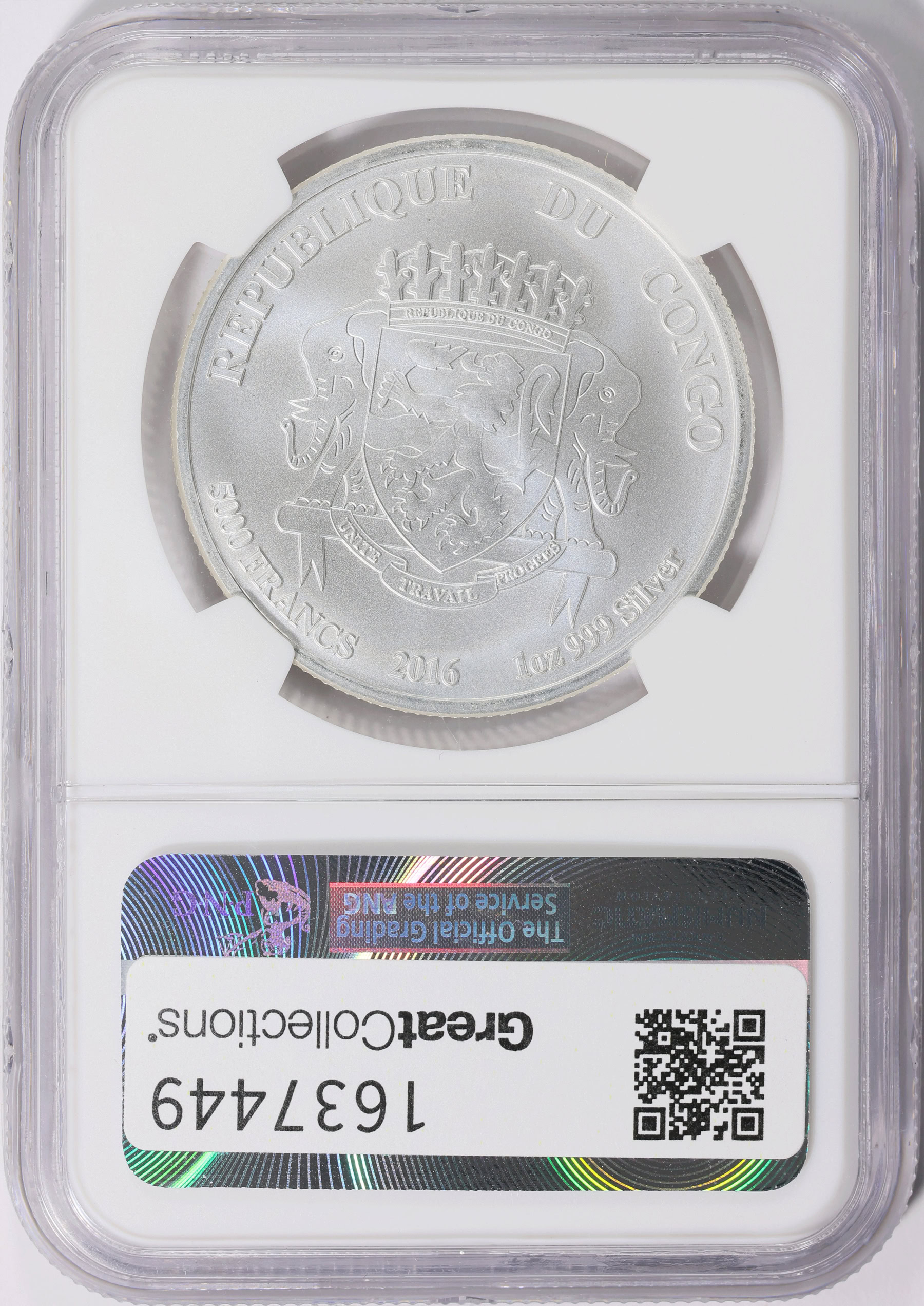 Congo, Democratic Republic 2016 Silver 5,000 Francs African Lion NGC MS ...