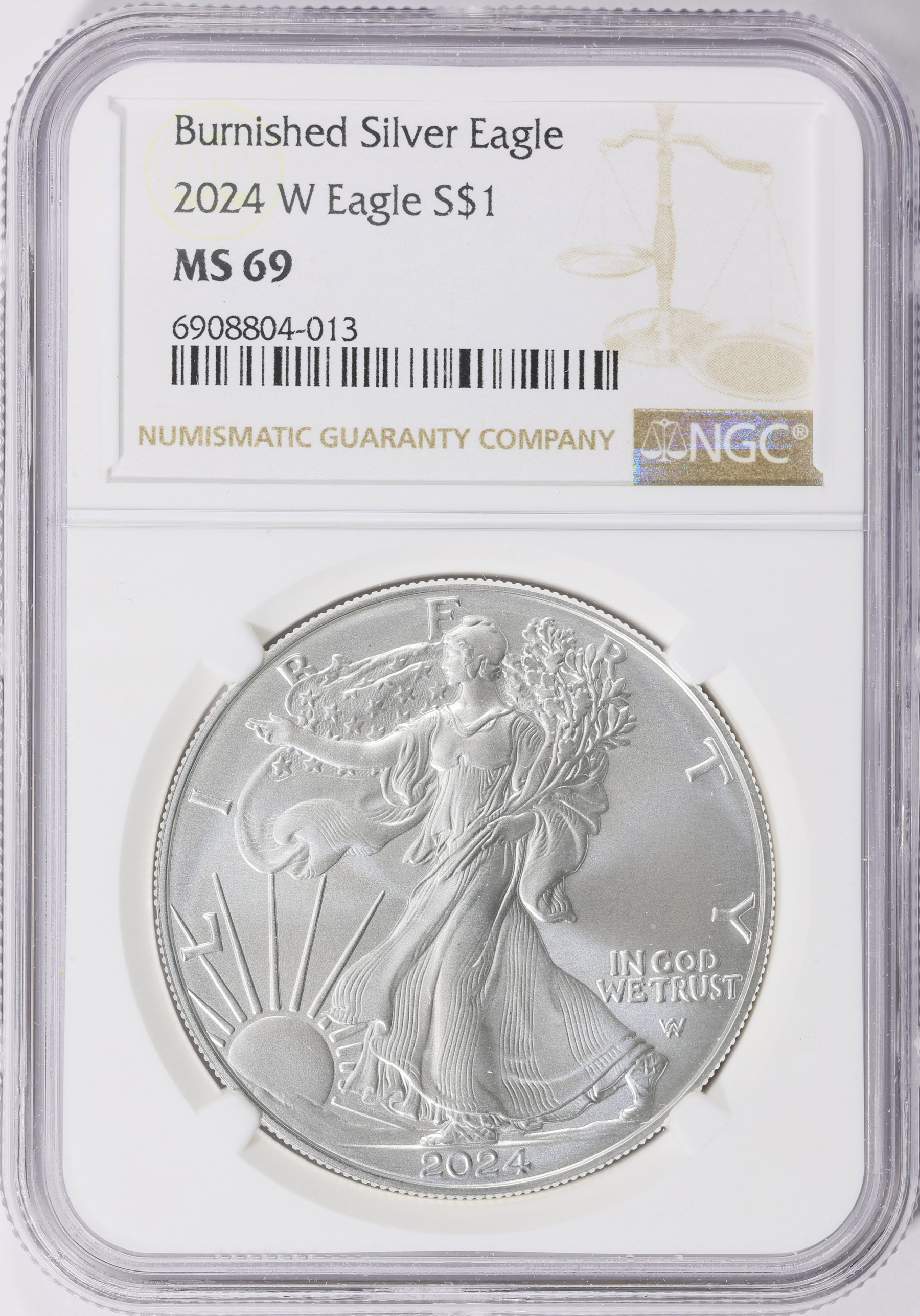 2024-W $1 Silver Eagle Burnished NGC MS-69 | NGC Cert #6908804-013 | GreatCollections Coin ...