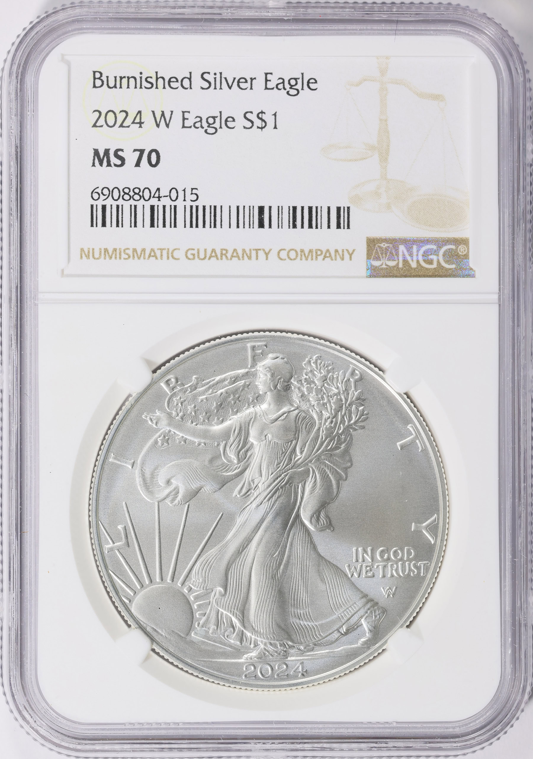 2024-W $1 Silver Eagle Burnished NGC MS-70 | NGC Cert #6908804-015 | GreatCollections Coin ...