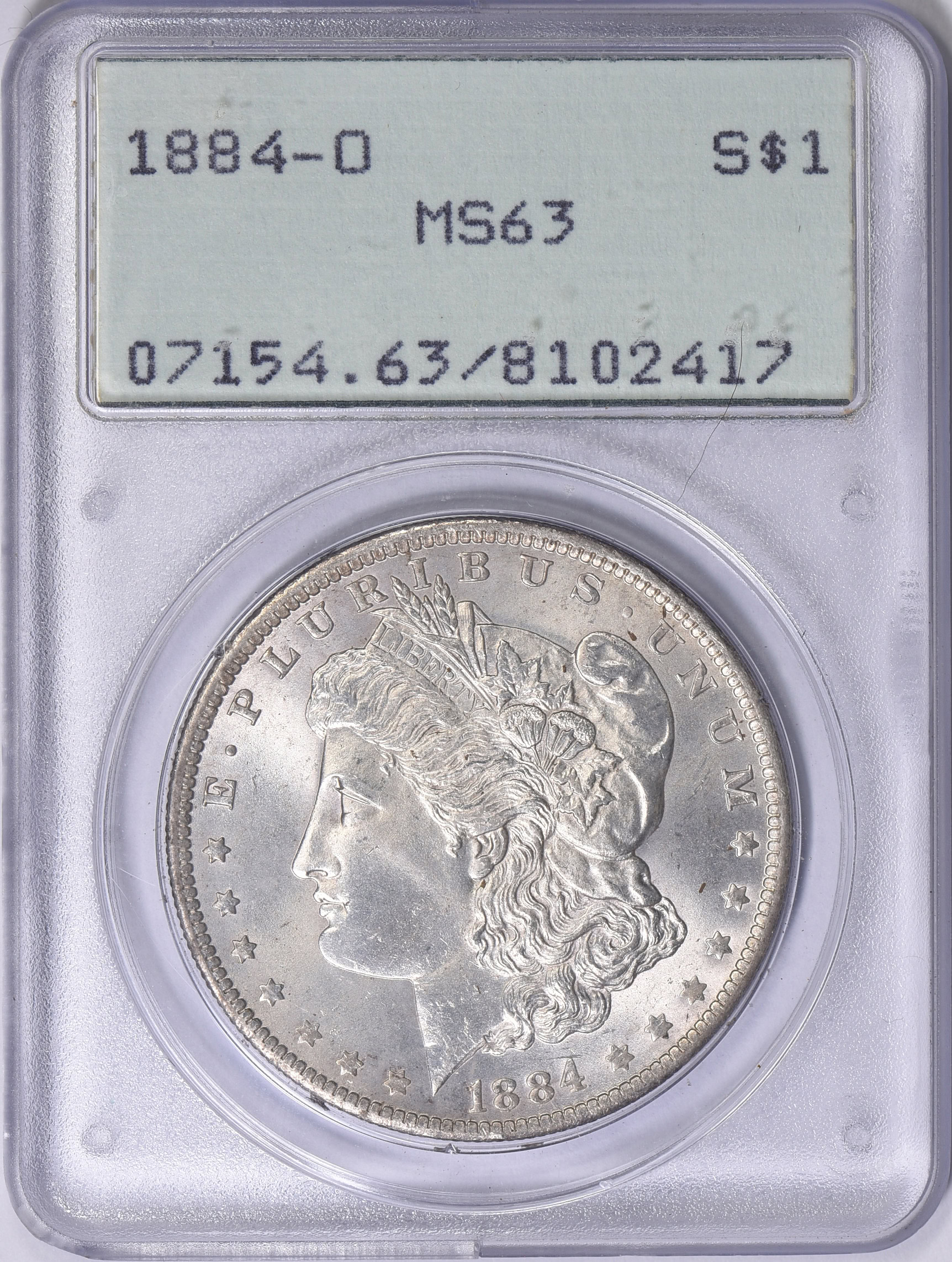 1884-O Morgan Silver Dollar PCGS MS-63 OGH (1st Gen) (Item 1638213) | GreatCollections Coin Auctions
