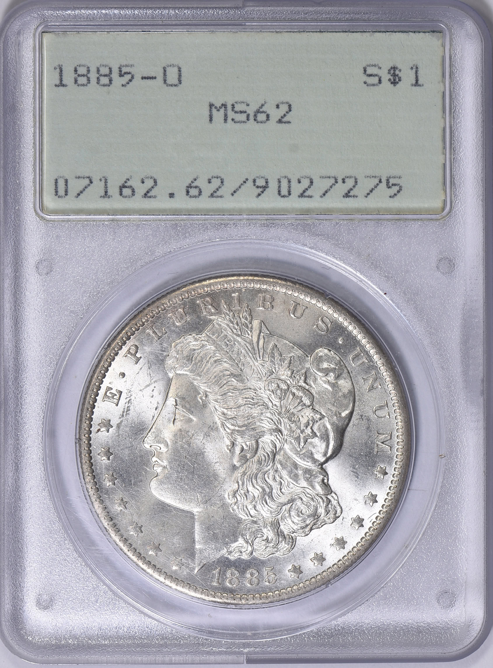 1885-O Morgan Silver Dollar PCGS MS-62 OGH (1st Gen) (Item 1638223) | GreatCollections Coin Auctions