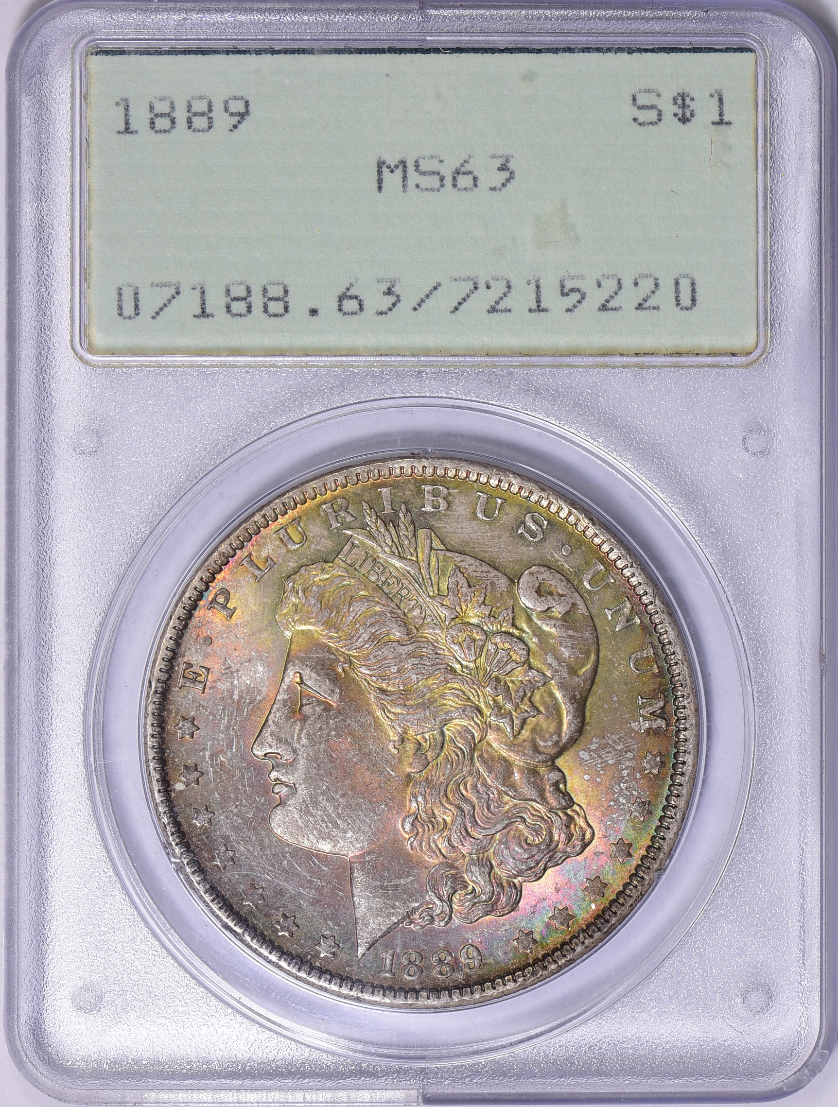1889 Morgan Silver Dollar PCGS MS-63 OGH (1st Gen) (Toned) (Item ...