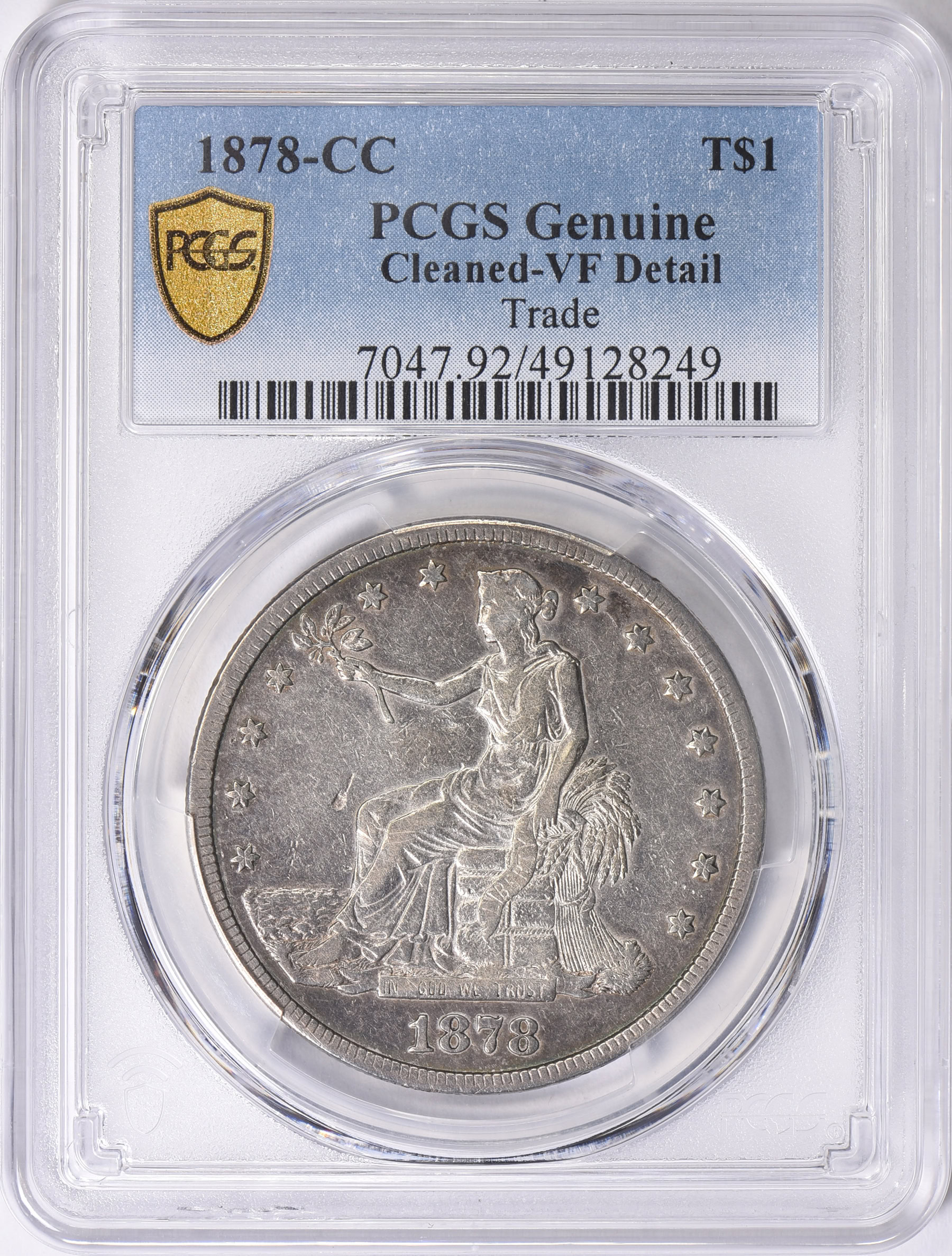 1878-CC Trade Silver Dollar Trade PCGS Genuine VF Details (Item 1638466) | GreatCollections Coin ...