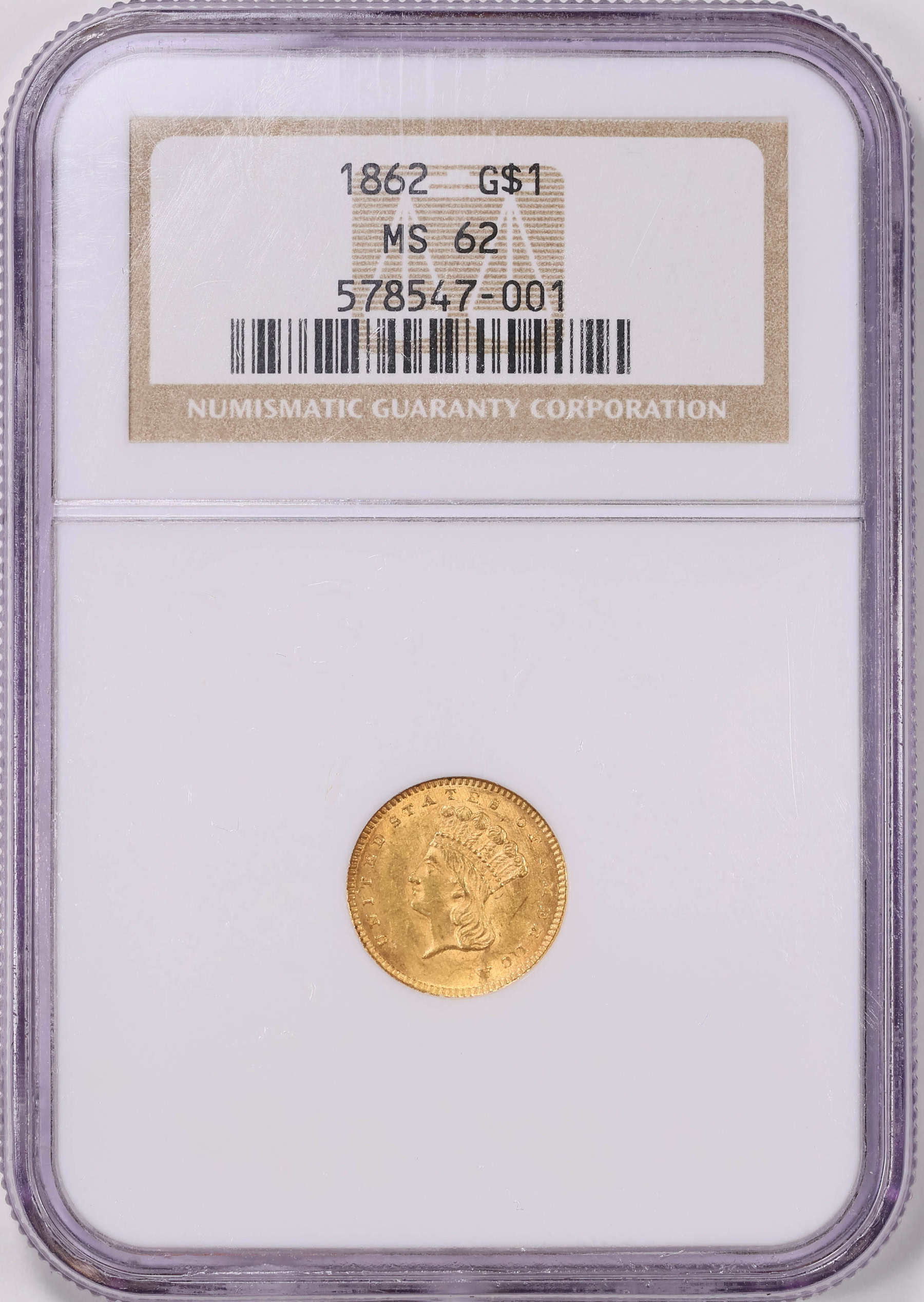 1862 Indian Princess Gold Dollar NGC MS-62 (Item 1638667 ...