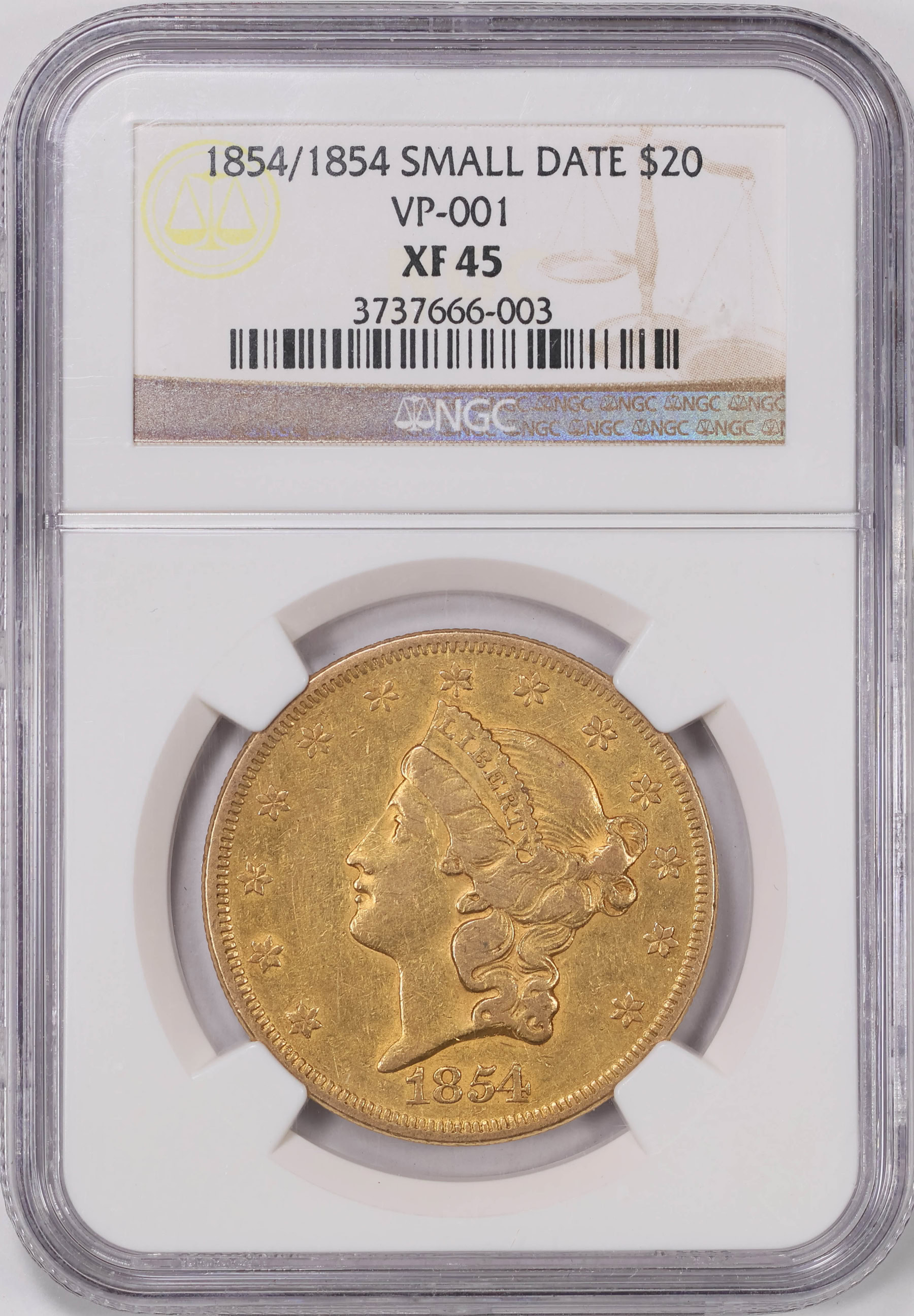 1854/1854 Liberty Gold Double Eagle Small Date VP-001 NGC XF-45 (Item ...