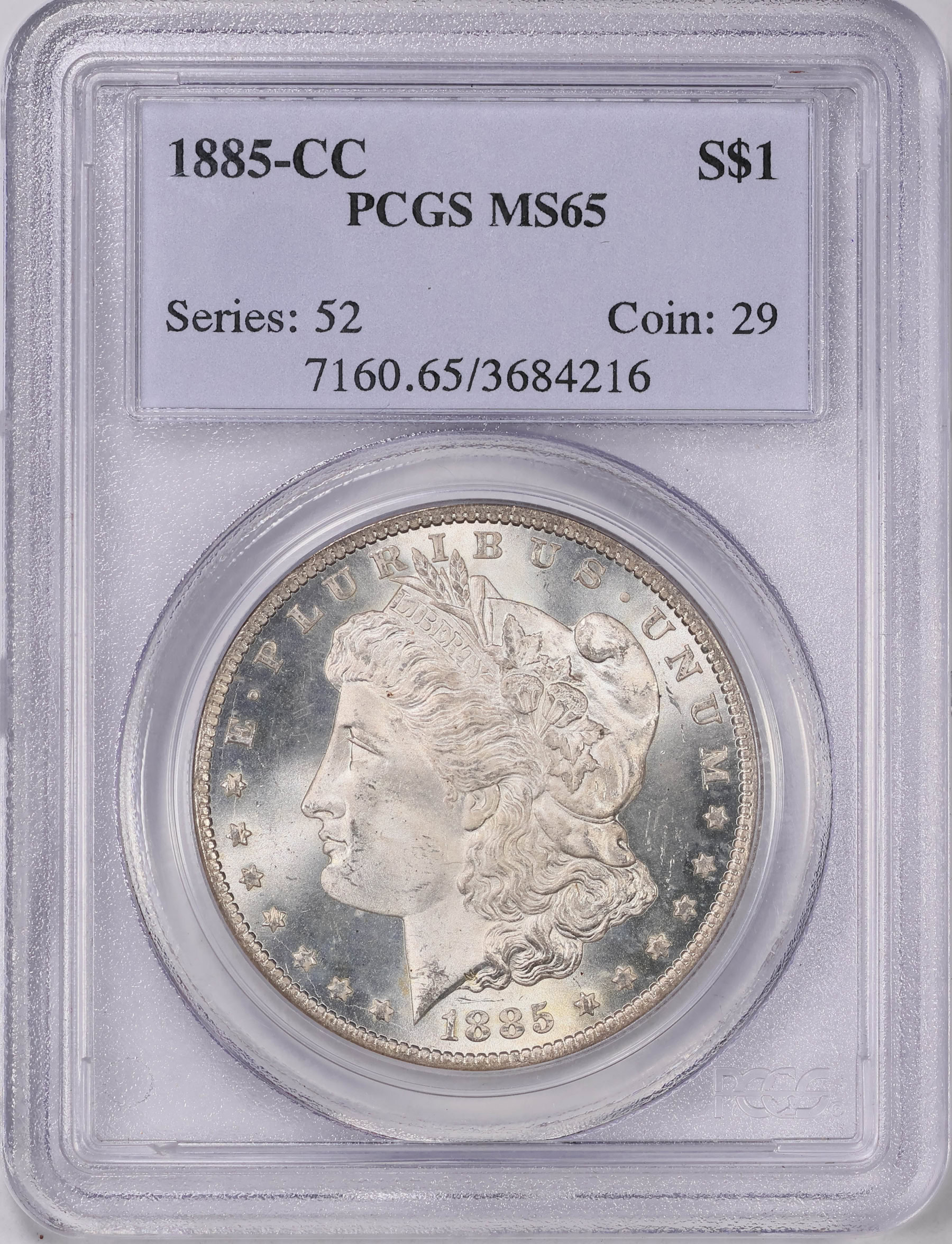 1885-CC Morgan Silver Dollar PCGS MS-65 (Item 1638890) | GreatCollections Coin Auctions