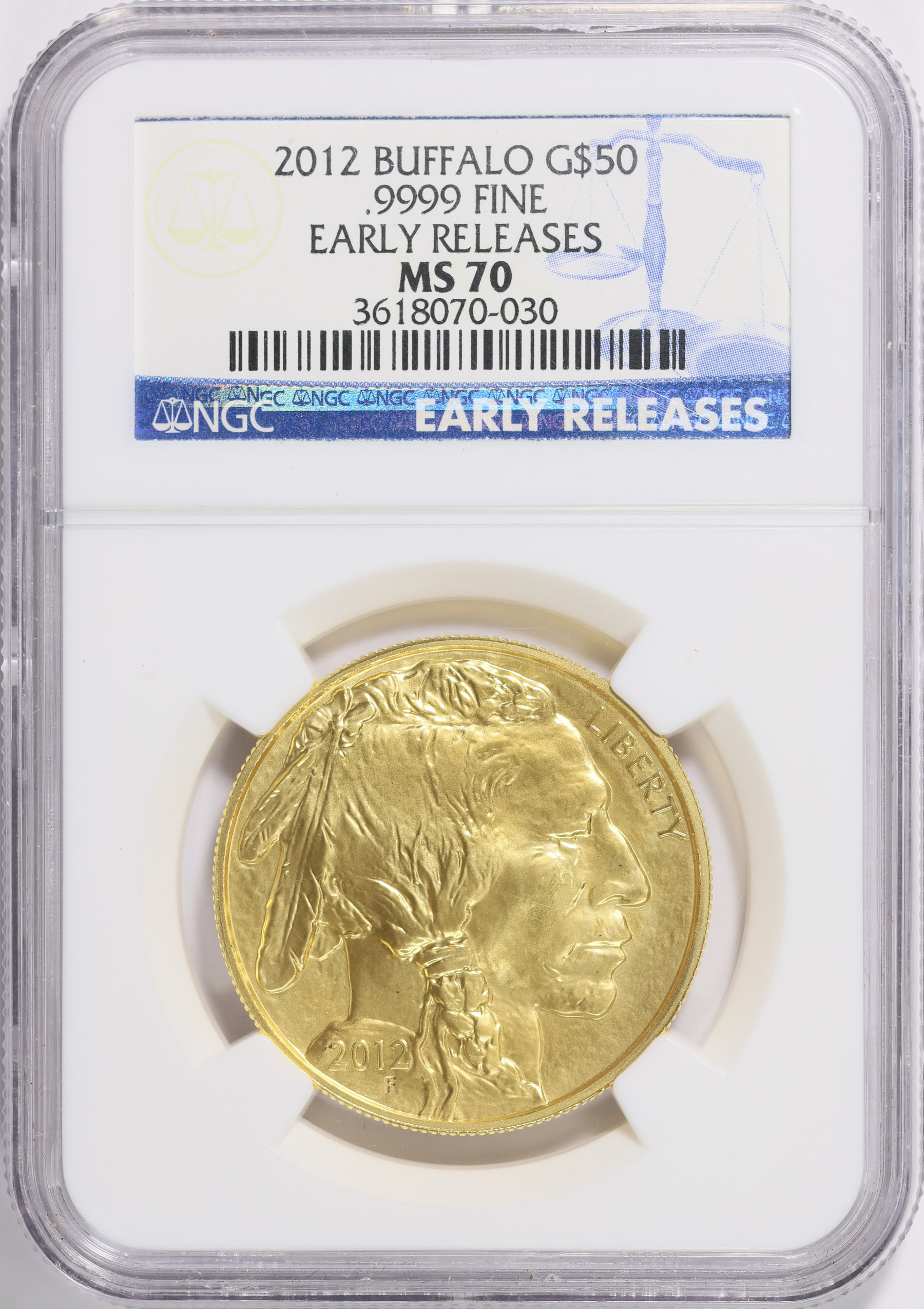 2012 $50 One-Ounce Gold American Buffalo Early Releases NGC MS-70 (Item 1639028 ...