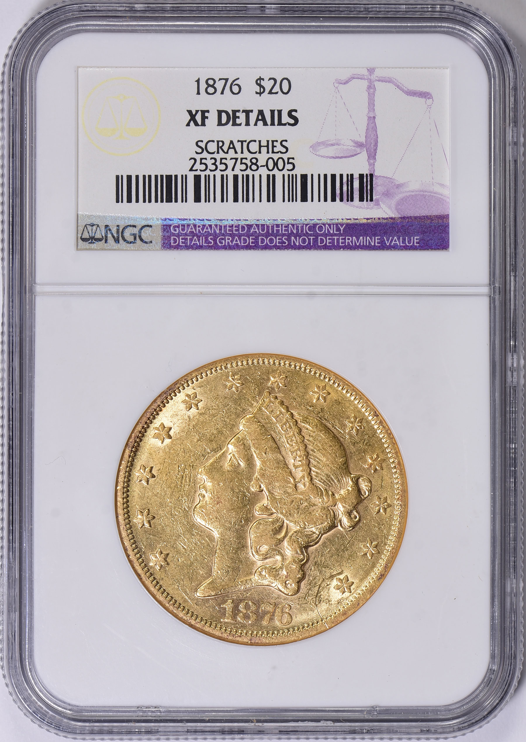 1876 Liberty Gold Double Eagle NGC XF Details (Item 1639561) | GreatCollections Coin Auctions