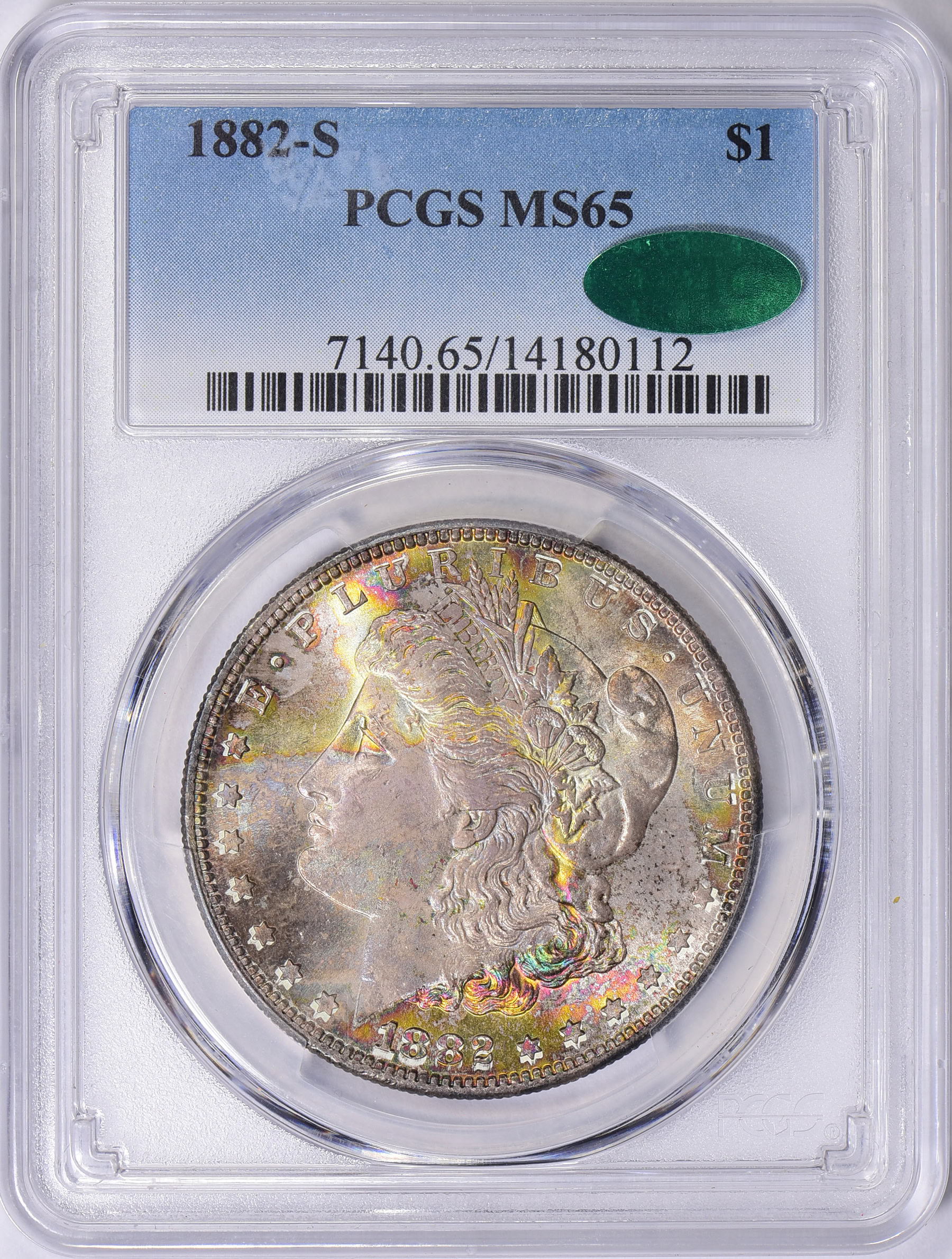 1882-S Morgan Silver Dollar PCGS MS-65 (CAC Green) (Toned) (Item 1639711) | GreatCollections ...