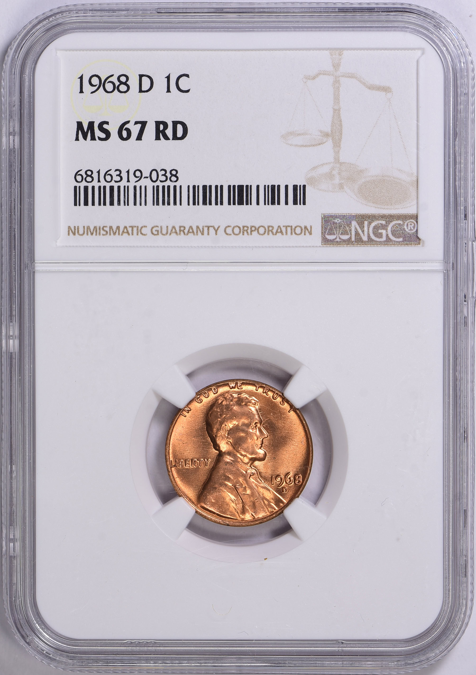 1968-D Lincoln Cent NGC MS-67 RD (Item 1639997) | GreatCollections Coin ...