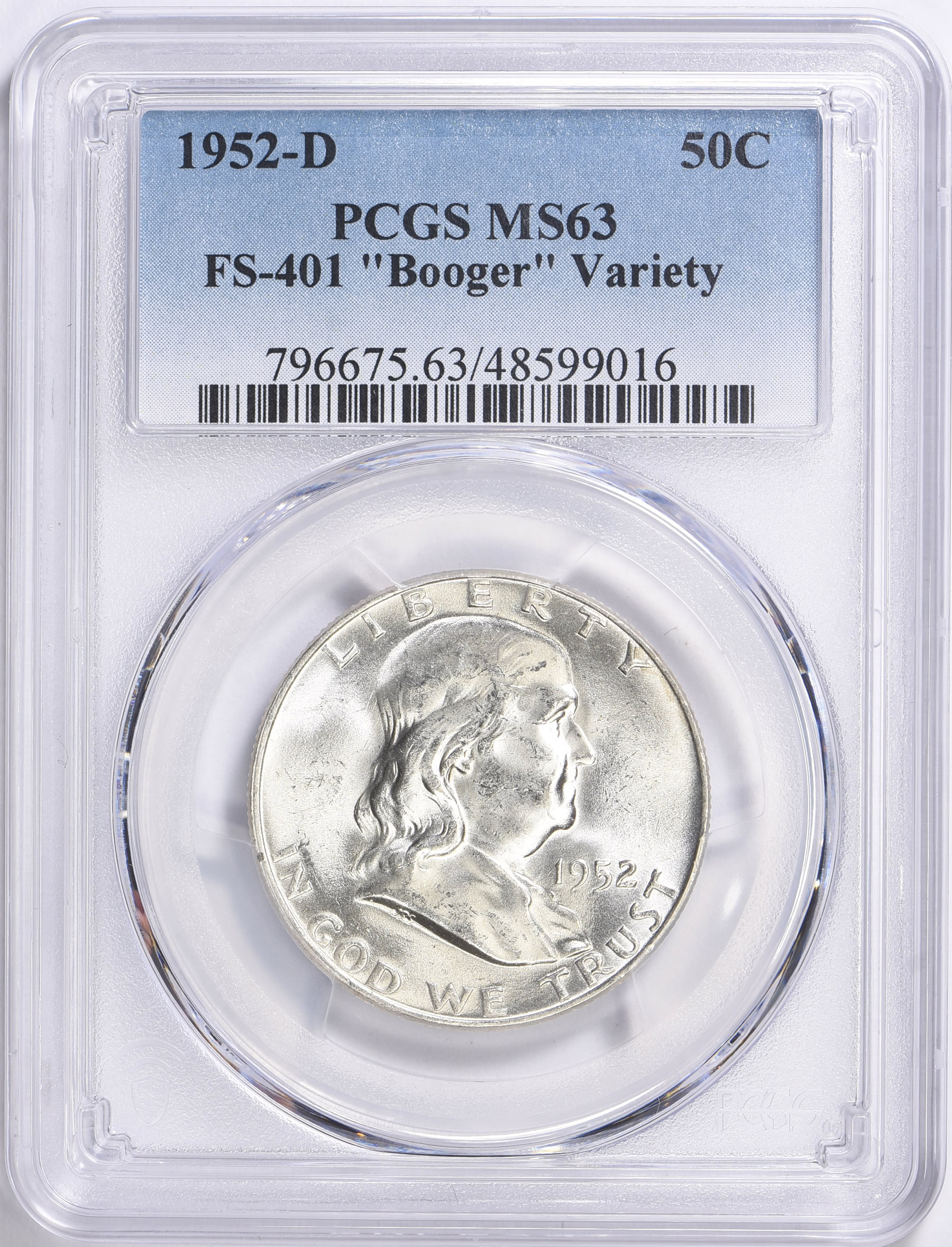 1952-D Franklin Half Dollar Booger Variety FS-401 PCGS MS-63 (Item ...