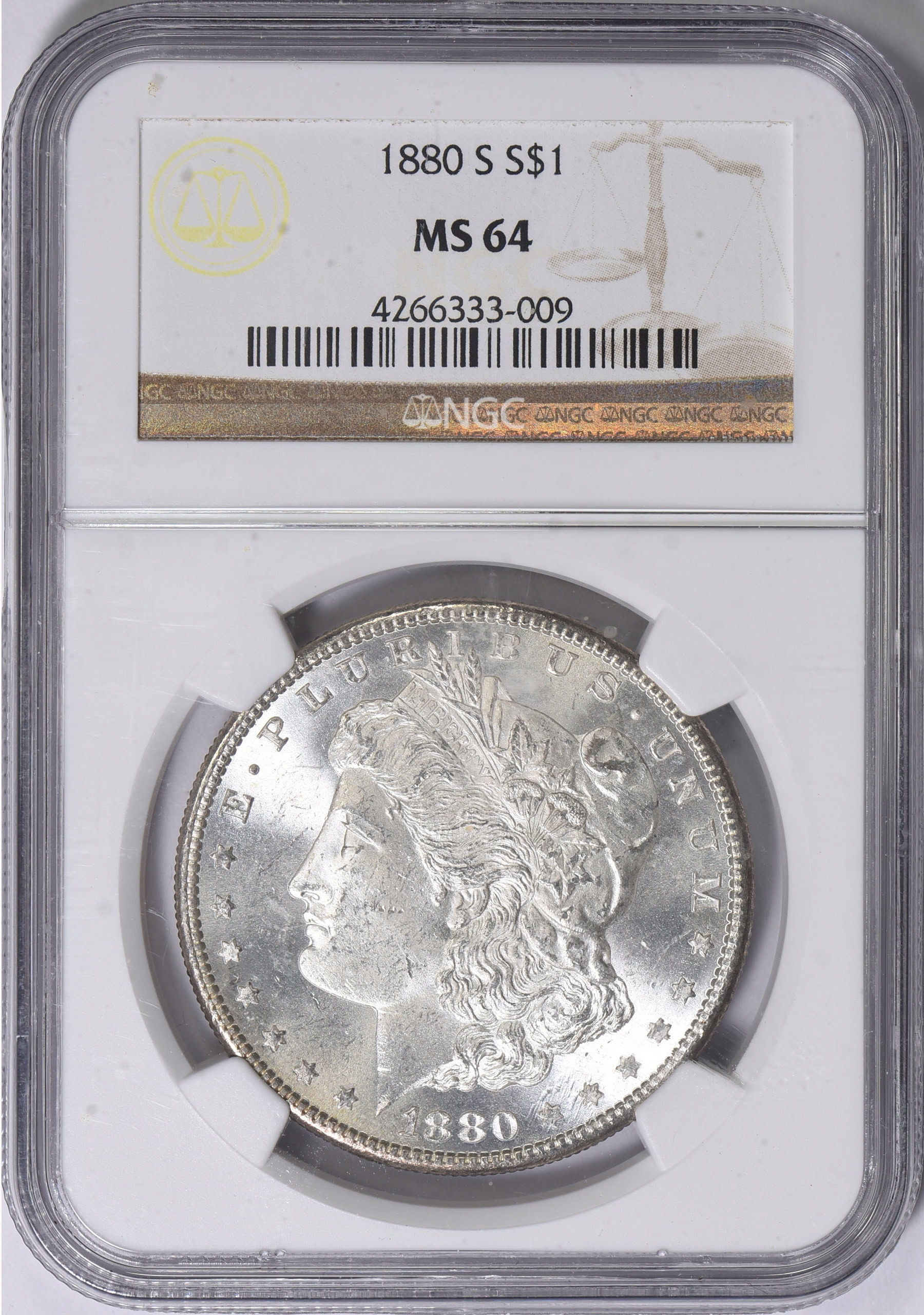 1880-S Morgan Silver Dollar NGC MS-64 (Item 1640126) | GreatCollections Coin Auctions
