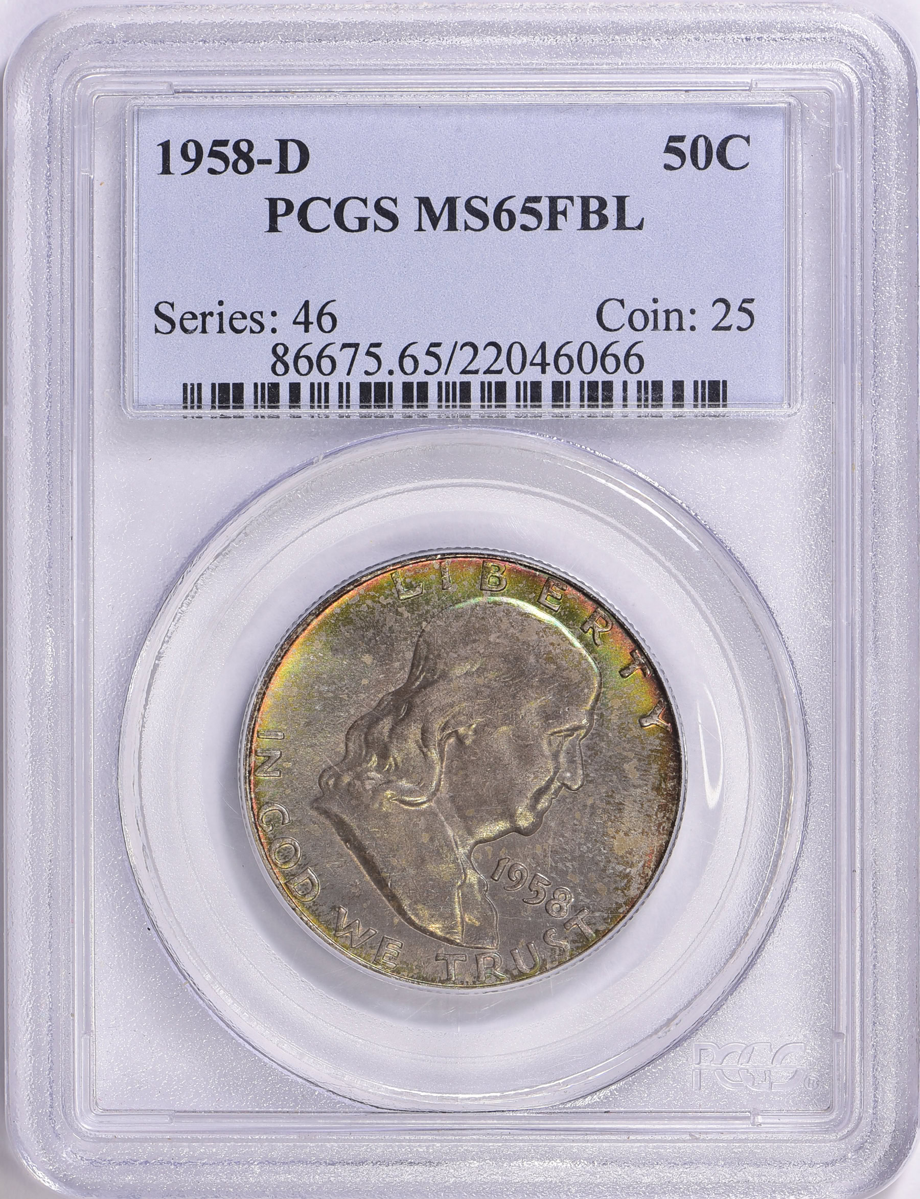 1958-D Franklin Half Dollar PCGS MS-65 FBL (Toned) (Item 1640270 ...