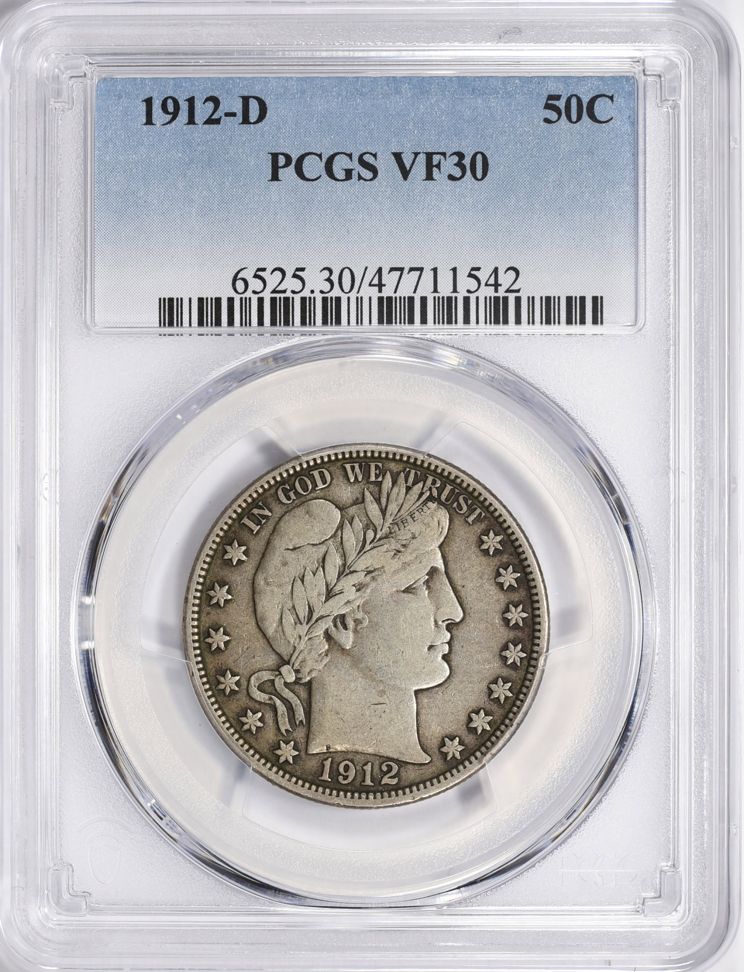 1912-D Barber Half Dollar PCGS VF-30 (Item 1641079) | GreatCollections Coin Auctions