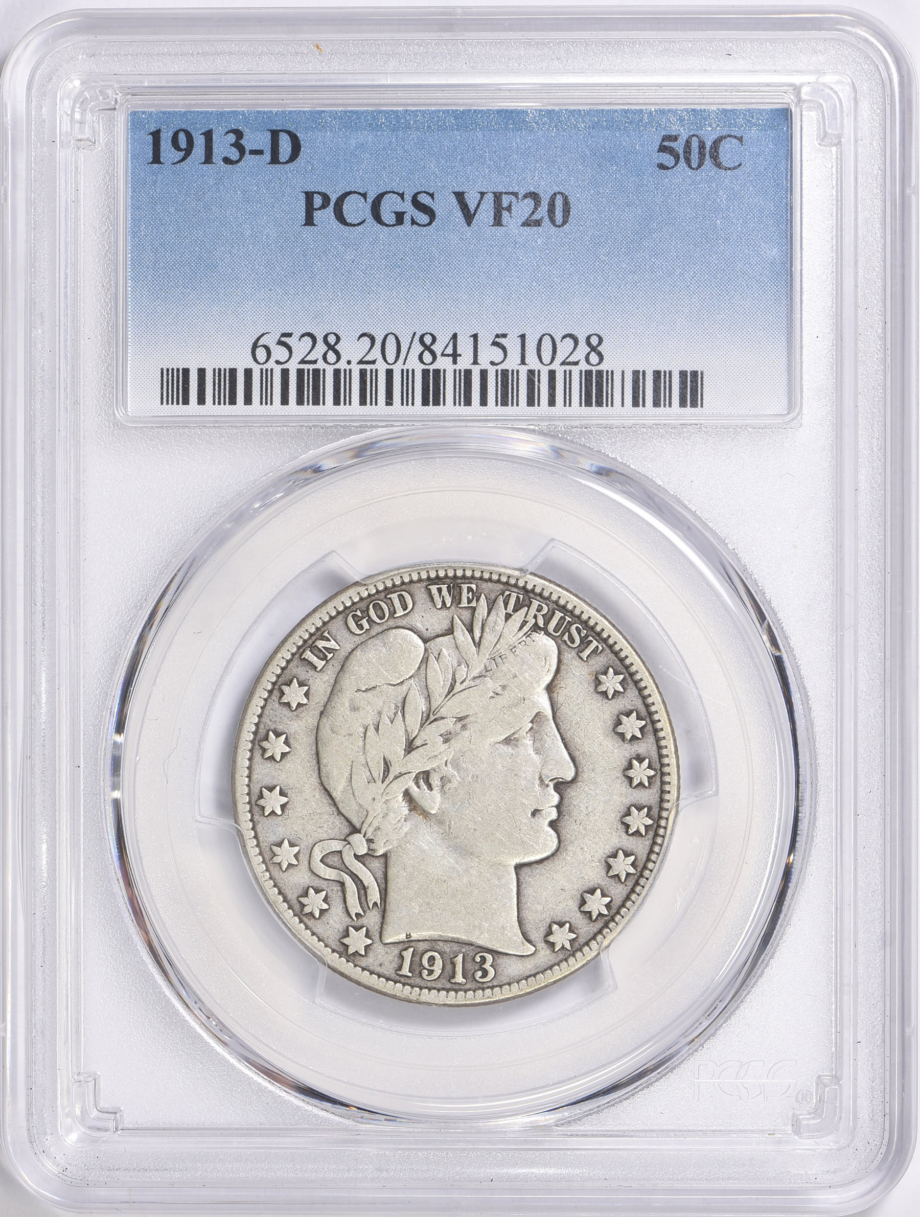 1913-D Barber Half Dollar PCGS VF-20 (Item 1641082) | GreatCollections Coin Auctions