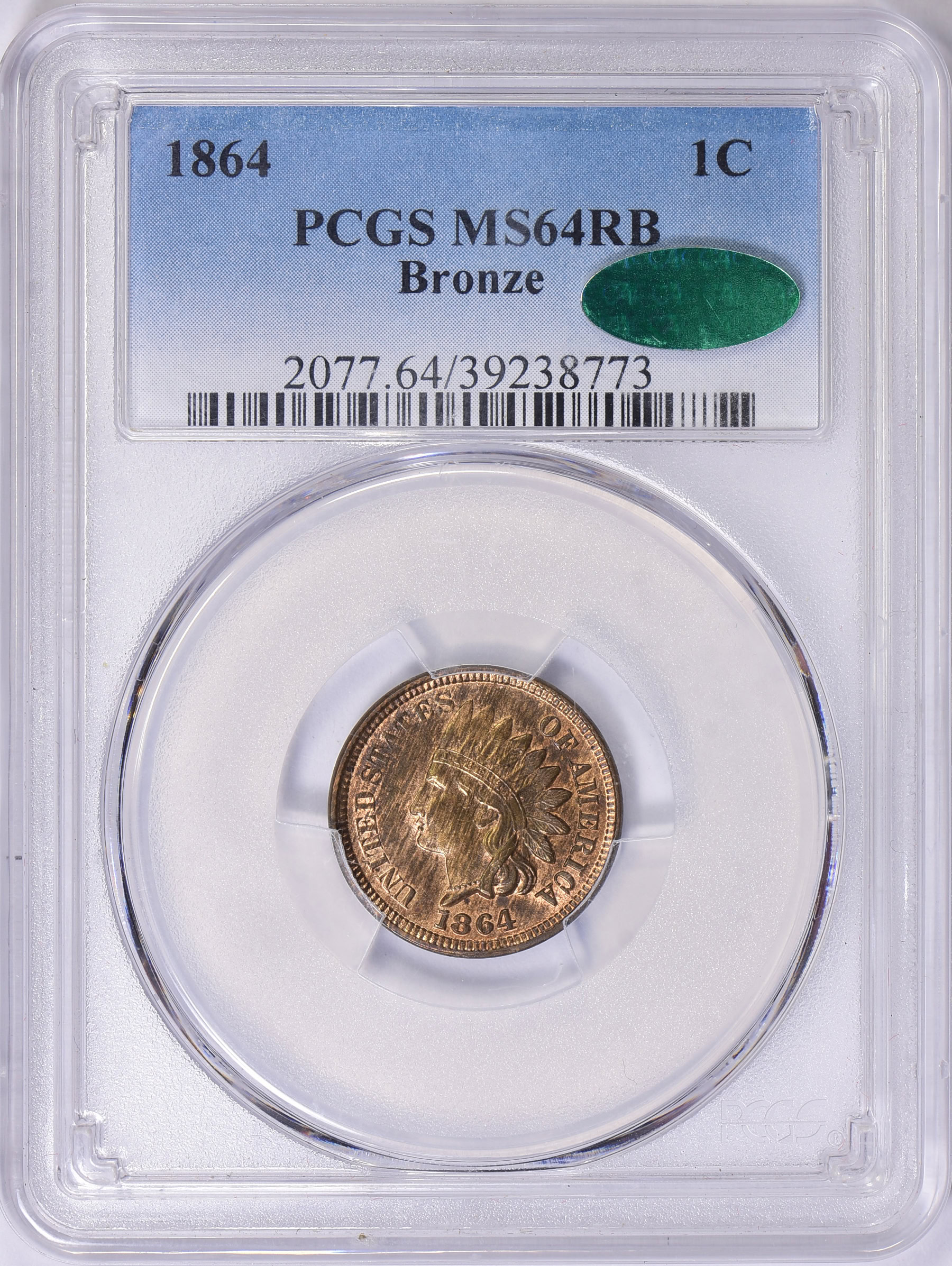 1864 Indian Cent Bronze PCGS MS-64 RB (CAC Green) (Item 1641189) | GreatCollections Coin Auctions