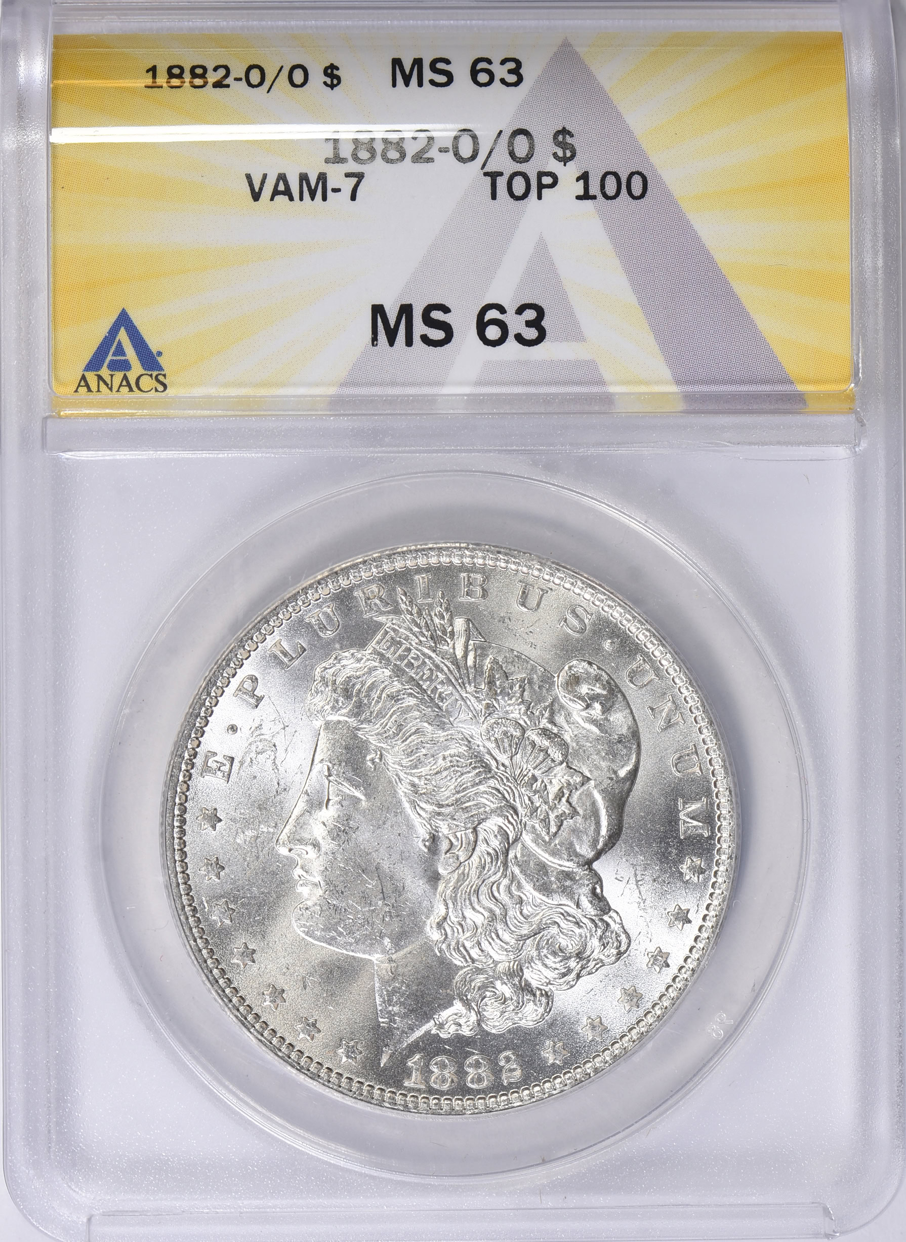 1882-O/O Morgan Silver Dollar VAM-7 Top 100 ANACS MS-63 (Item 1642047) | GreatCollections Coin ...