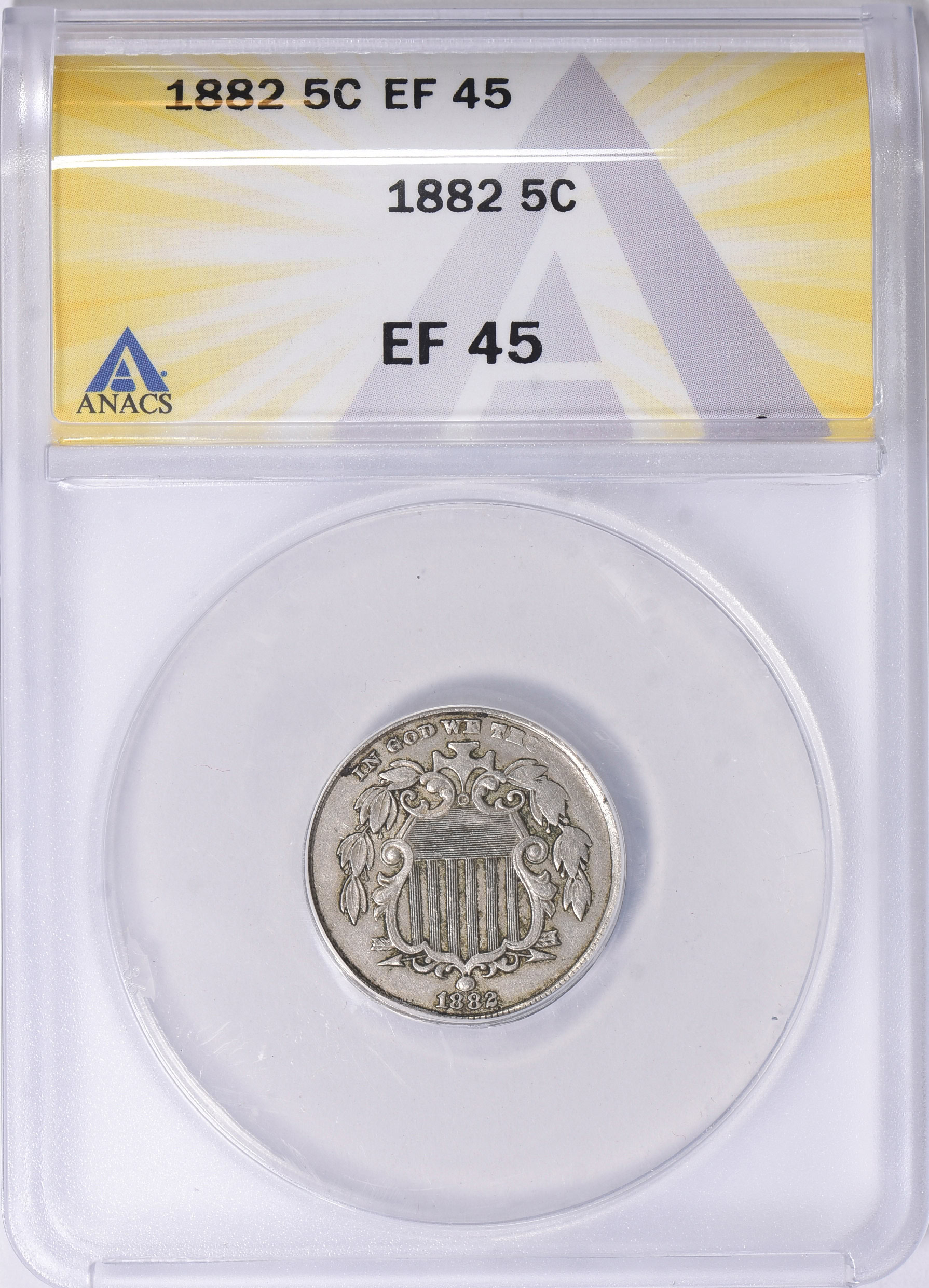1882 Shield Nickel ANACS EF-45 (Item 1642585) | GreatCollections Coin Auctions