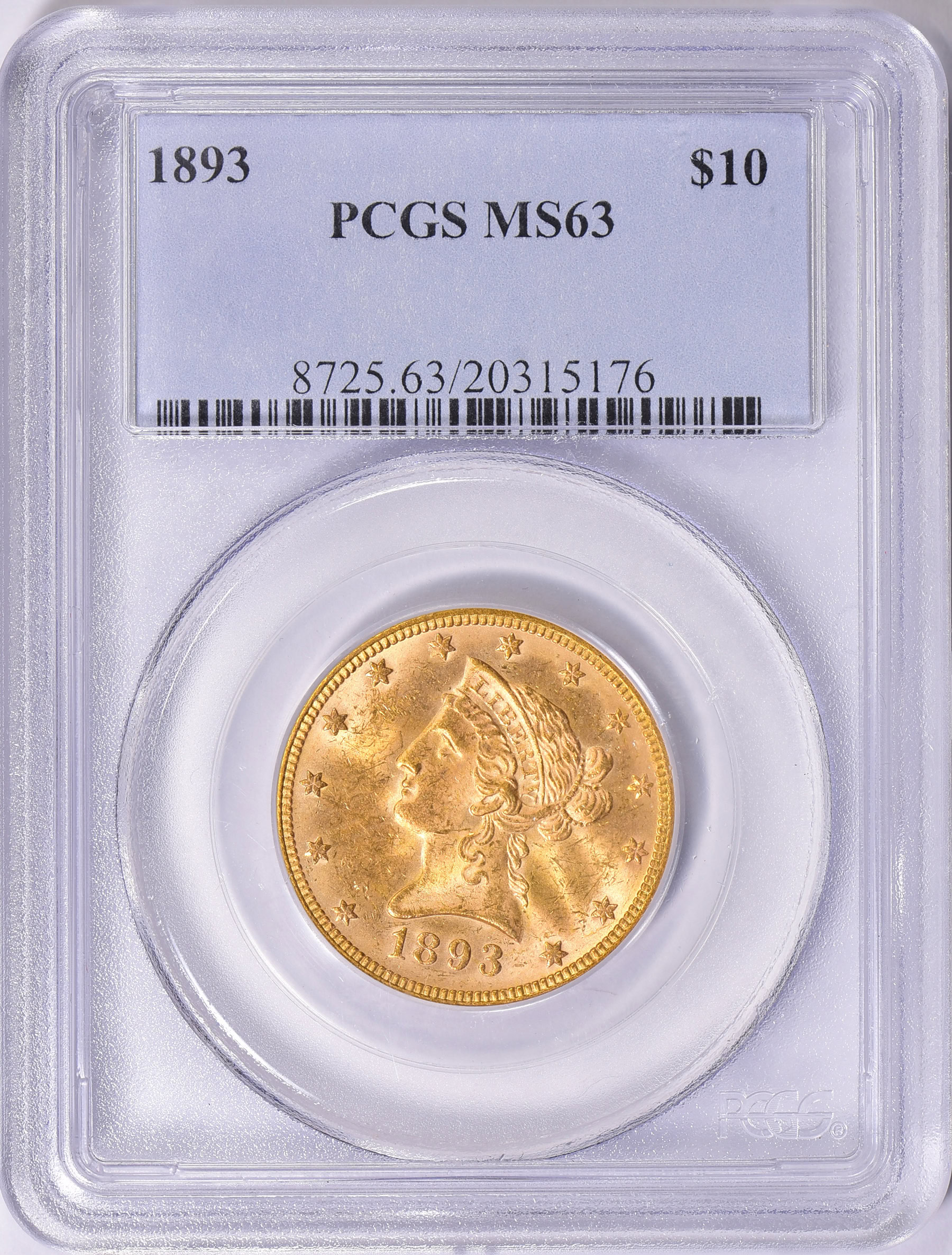 1893 Liberty Gold Eagle PCGS MS-63 (Item 1642742) | GreatCollections ...