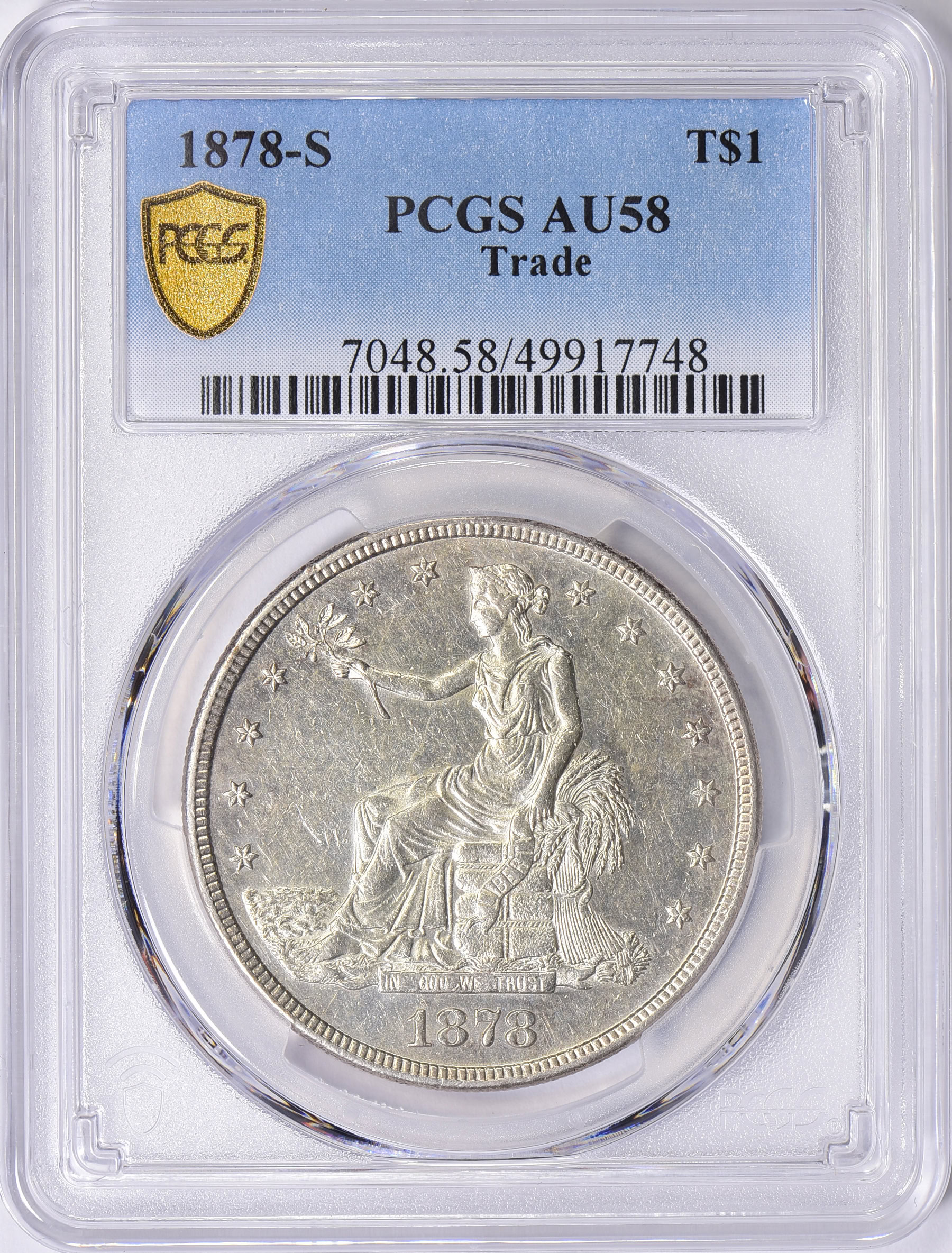 1878-S Trade Silver Dollar PCGS AU-58 (Item 1643017) | GreatCollections Coin Auctions