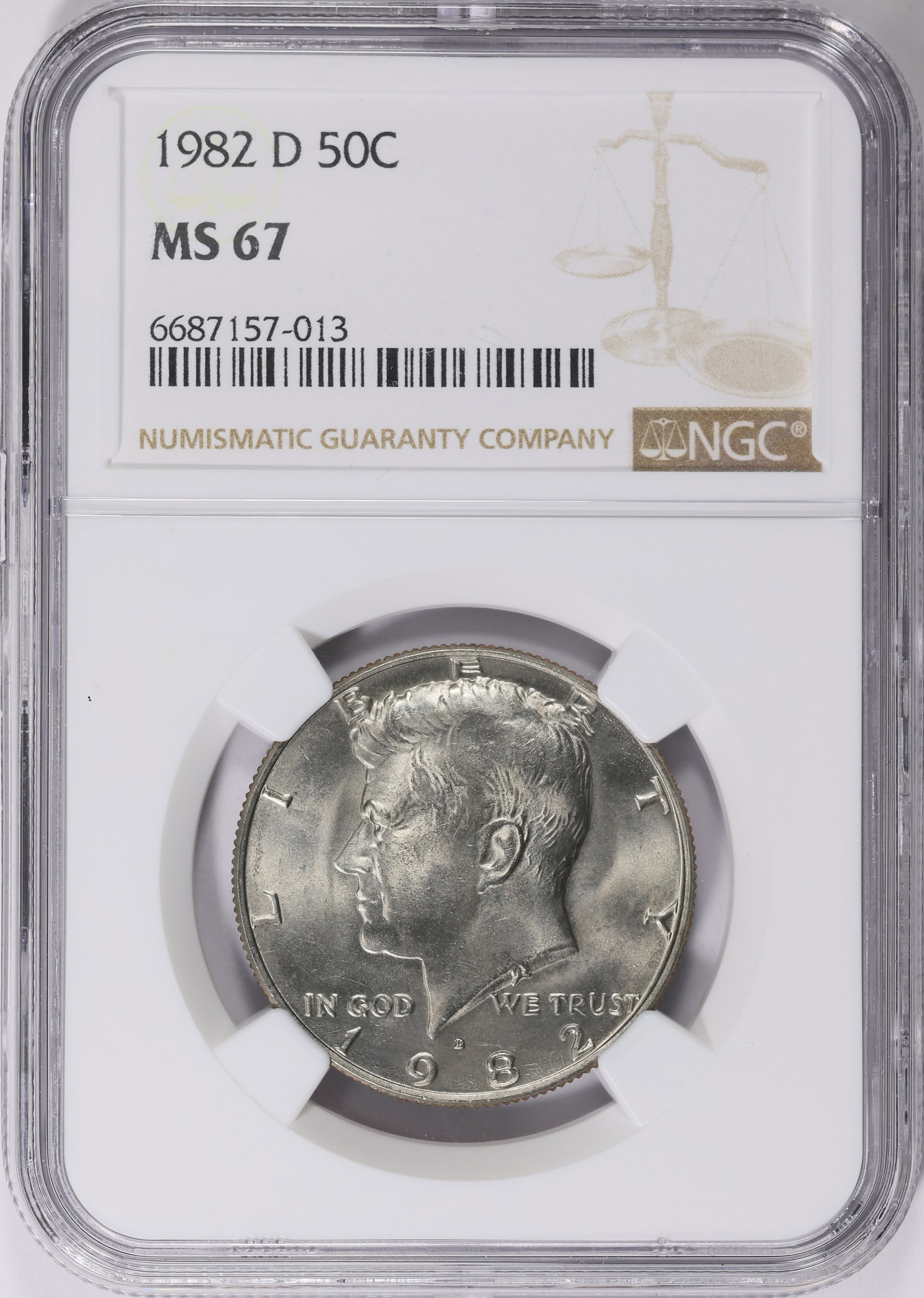 1982-D Kennedy Half Dollar NGC MS-67 (Item 1643147) | GreatCollections Coin Auctions