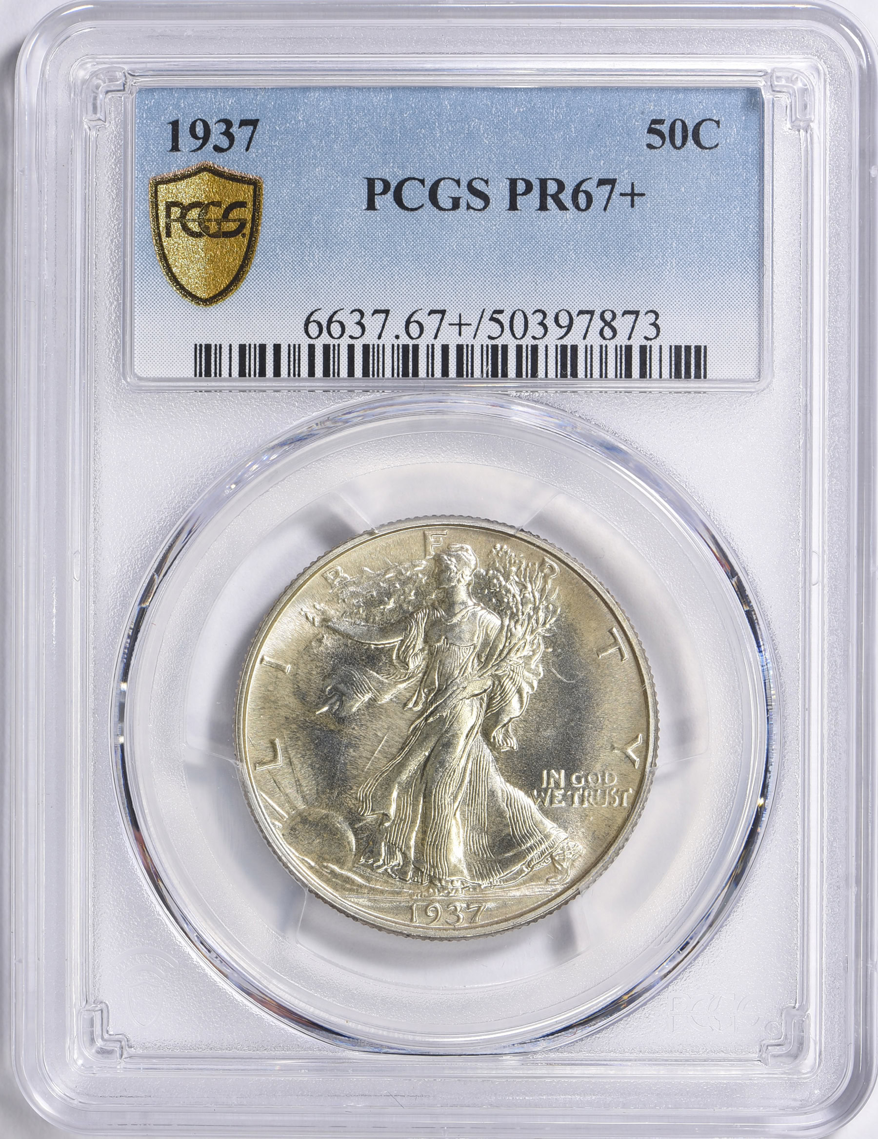 1937 Walking Liberty Half Dollar PCGS Proof-67+ (Item 1643244) | GreatCollections Coin Auctions