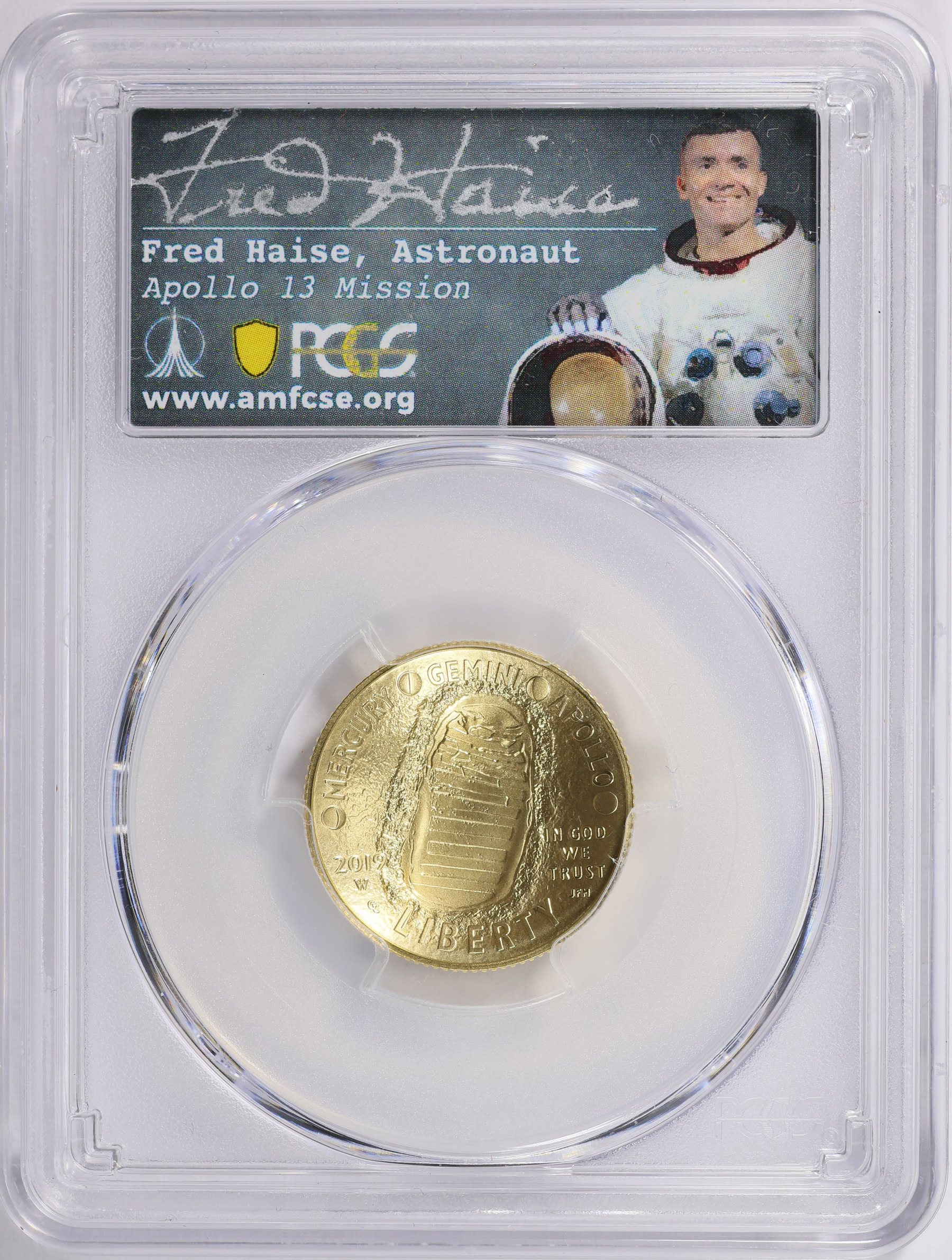 2019-W Apollo 11 50th Anniversary Gold $5 First Day of Issue PCGS MS-70 ...