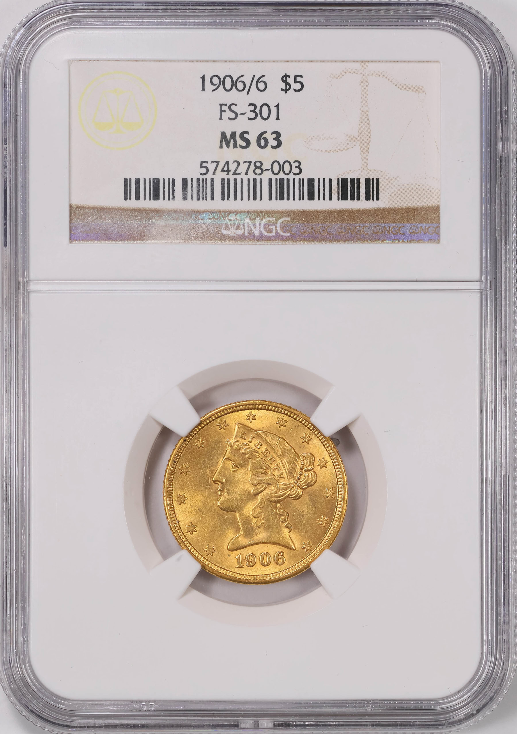 1906/6 Liberty Gold Half Eagle FS-301 NGC MS-63 (Item 1644136 ...