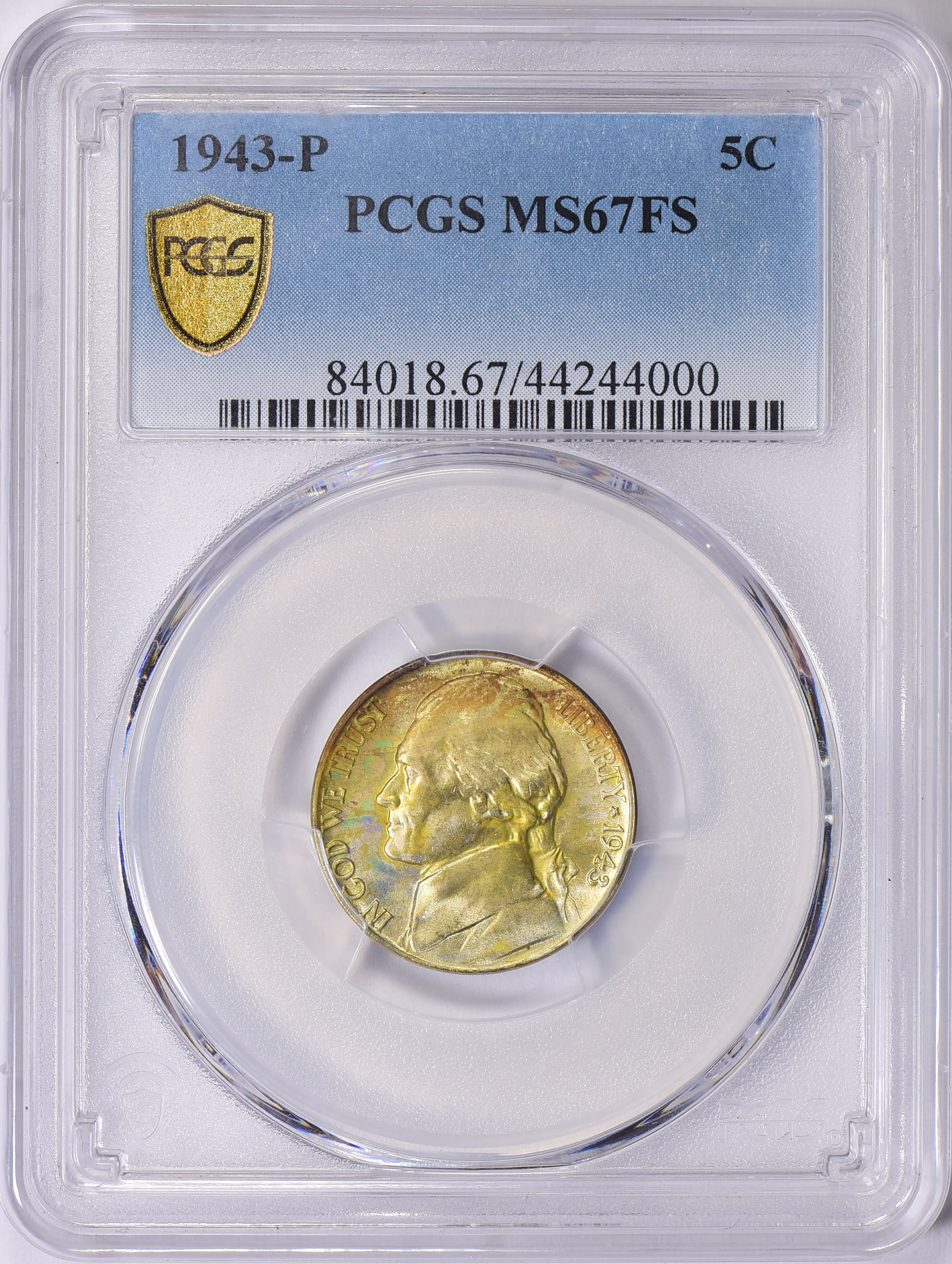 1943-P Jefferson Nickel PCGS MS-67 FS (Toned) (Item 1645493 ...