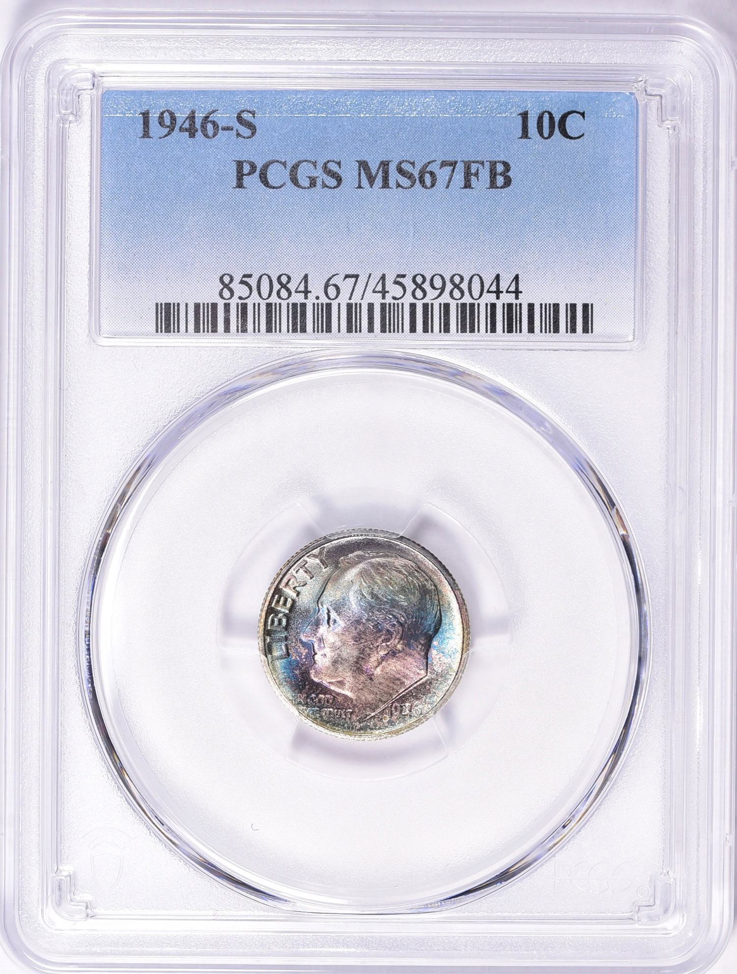 1946-S Roosevelt Dime PCGS MS-67 FB (Toned) (Item 1645500) | GreatCollections Coin Auctions