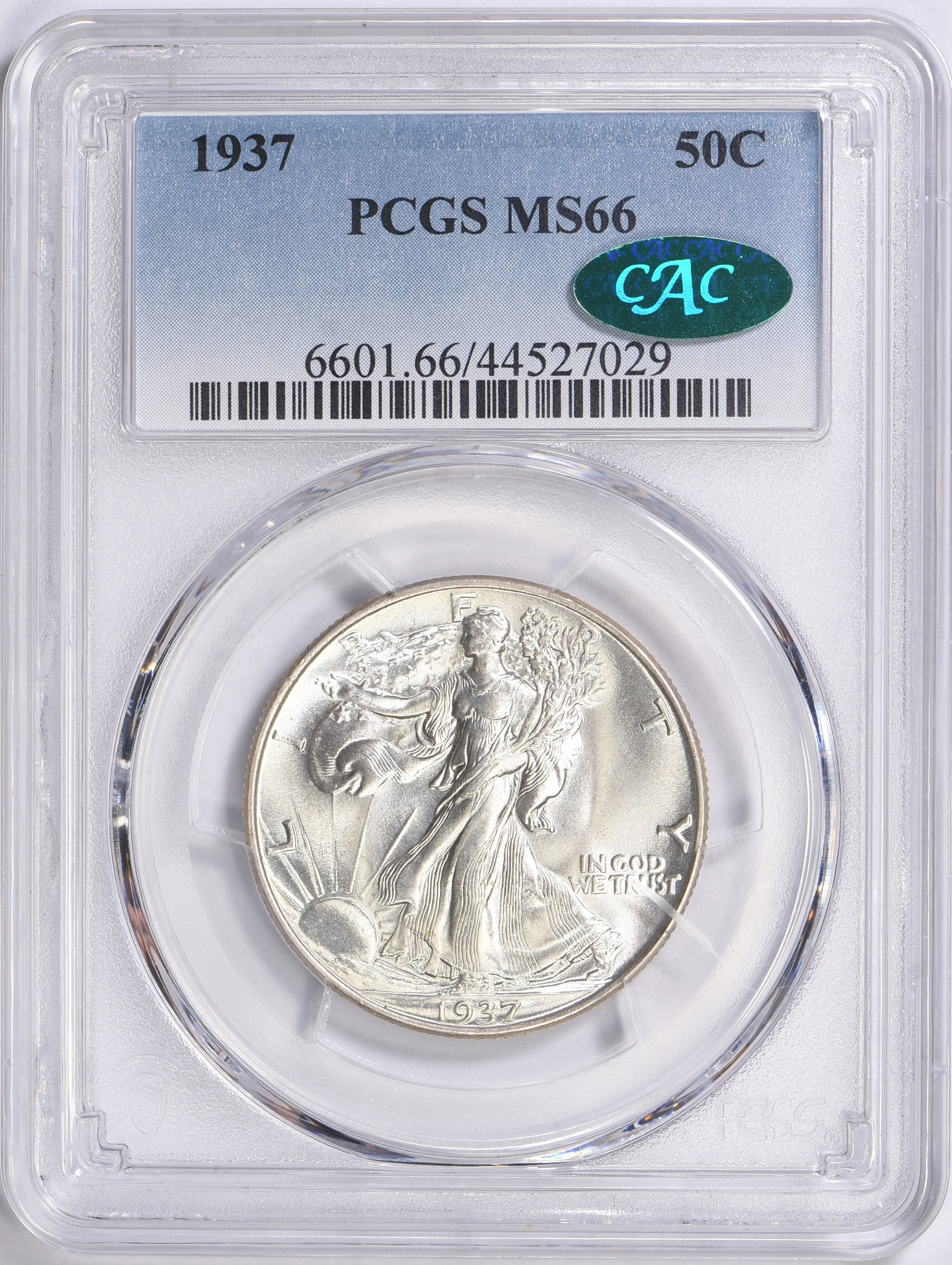 1937 Walking Liberty Half Dollar PCGS MS-66 (CAC Green) (Item 1645522) | GreatCollections Coin ...
