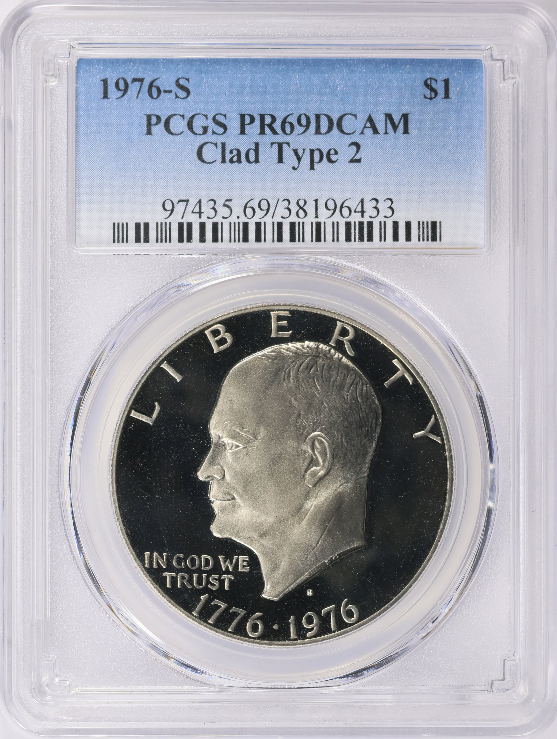 1976-S Eisenhower Dollar Clad Type 2 PCGS Proof-69 DCAM (Item 1646246) | GreatCollections Coin ...