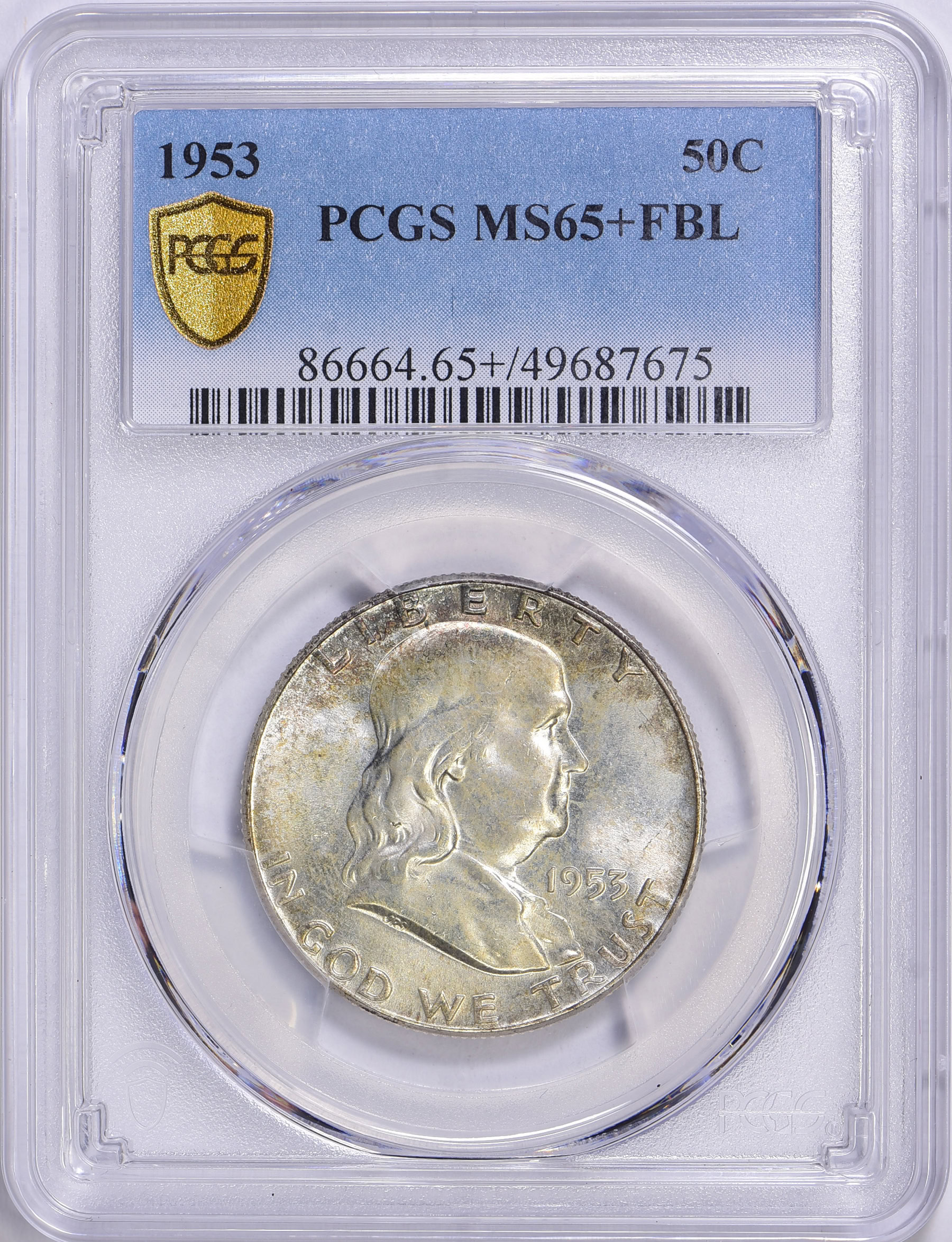 1953 Franklin Half Dollar PCGS MS-65+ FBL (Toned) (Item 1647574) | GreatCollections Coin Auctions
