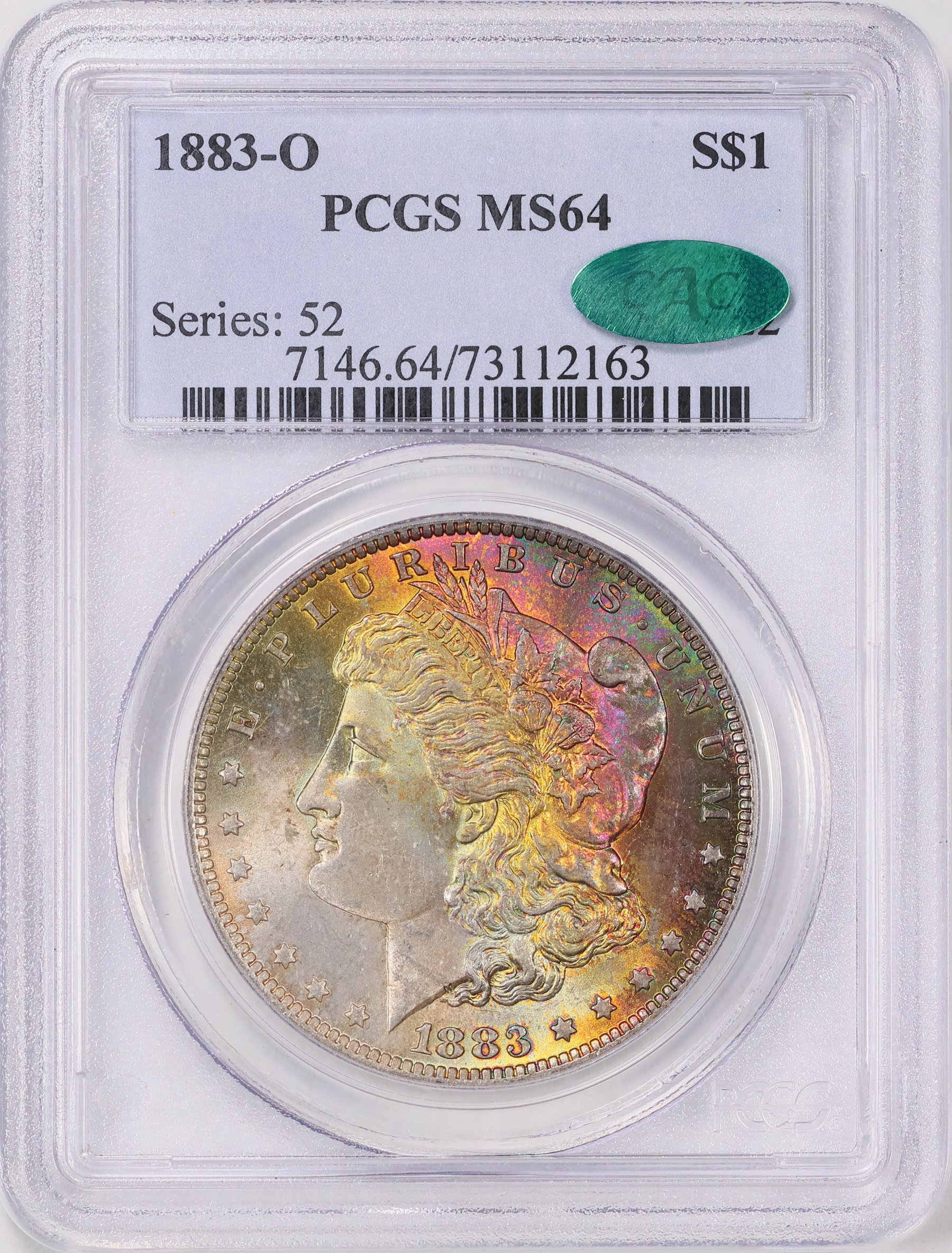 1883-O Morgan Silver Dollar PCGS MS-64 (CAC Green) (Toned) (Item 1648479) | GreatCollections ...