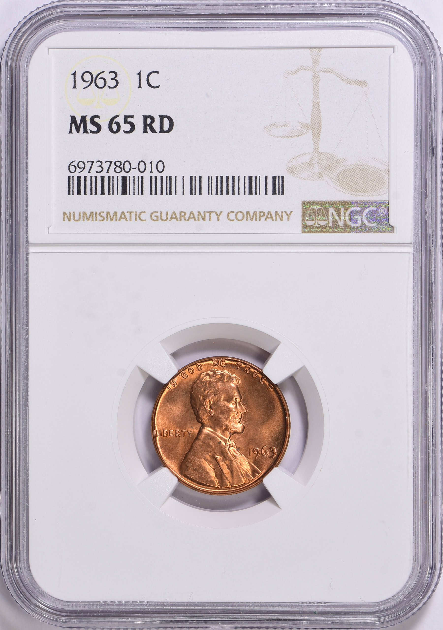1963 Lincoln Cent NGC MS-65 RD (Item 1648492) | GreatCollections Coin ...