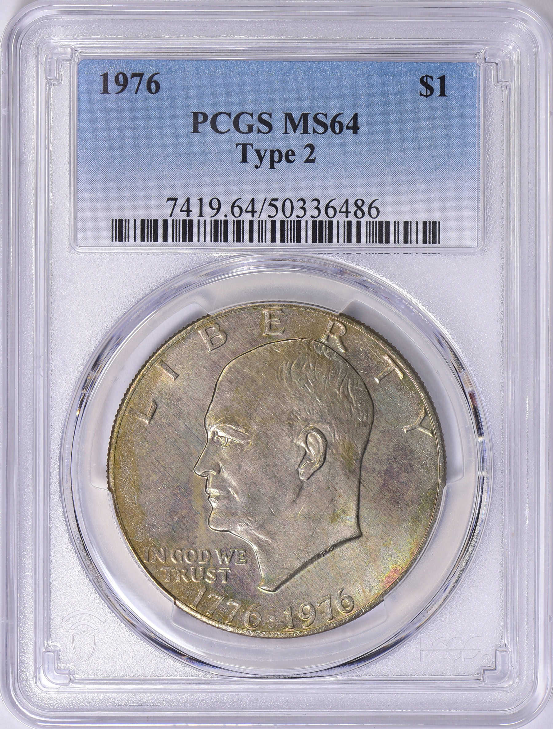 1976 Eisenhower Dollar Type 2 PCGS MS-64 (Toned) (Item 1648859) | GreatCollections Coin Auctions