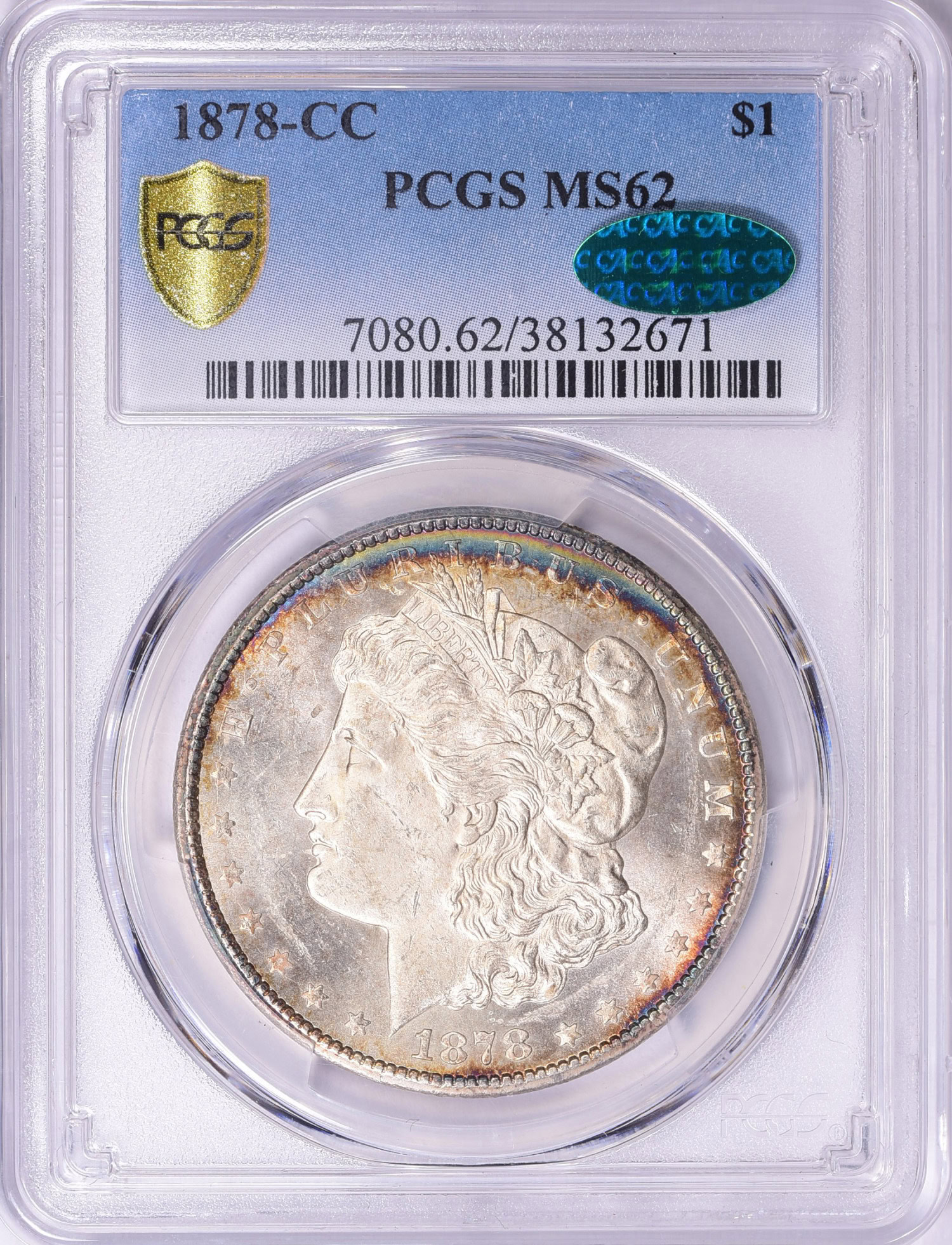1878-CC Morgan Silver Dollar PCGS MS-62 (CAC Green) (Toned) (Item 1649231) | GreatCollections ...