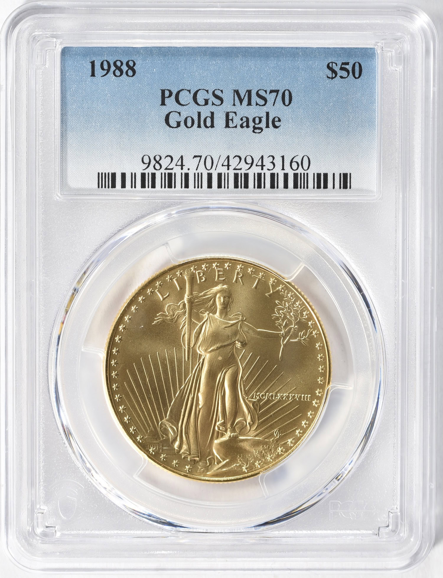 1988 $50 One-Ounce Gold American Eagle PCGS MS-70 (Item 1649660 ...