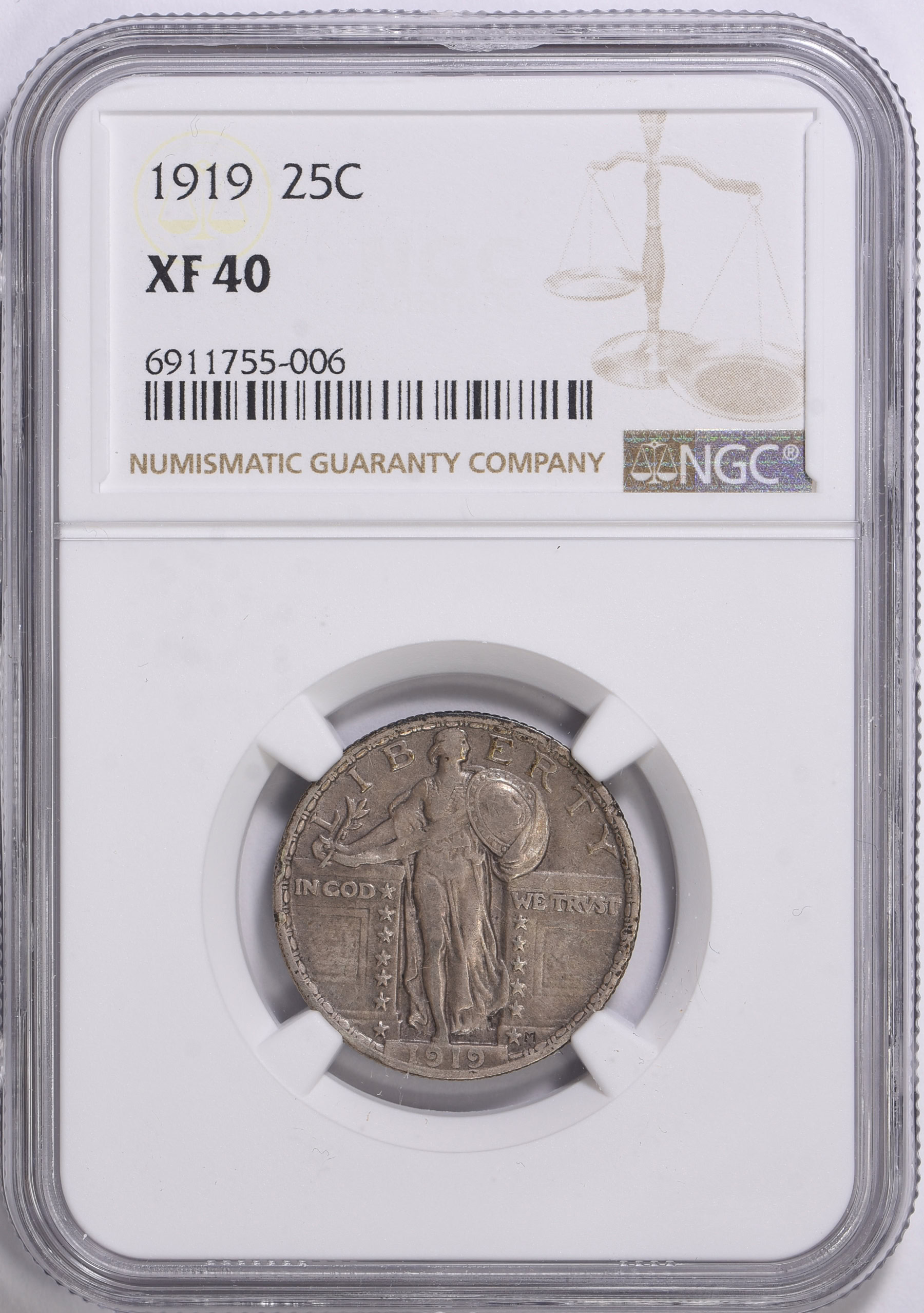 1919 Standing Liberty Quarter NGC XF-40 (Item 1652405) | GreatCollections Coin Auctions