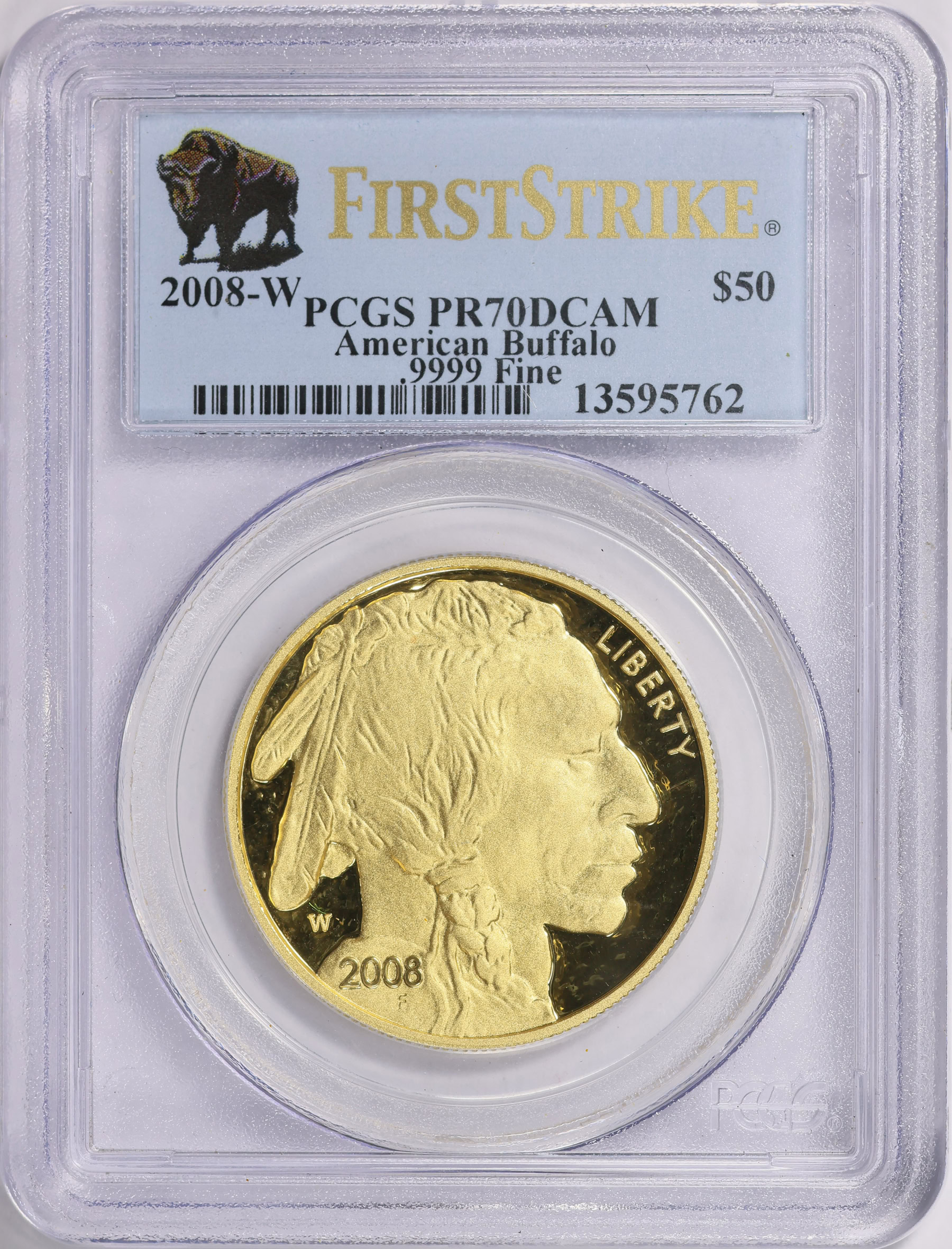 2008-W $50 One-Ounce Gold American Buffalo First Strike PCGS Proof-70 DCAM (Item 1655369 ...