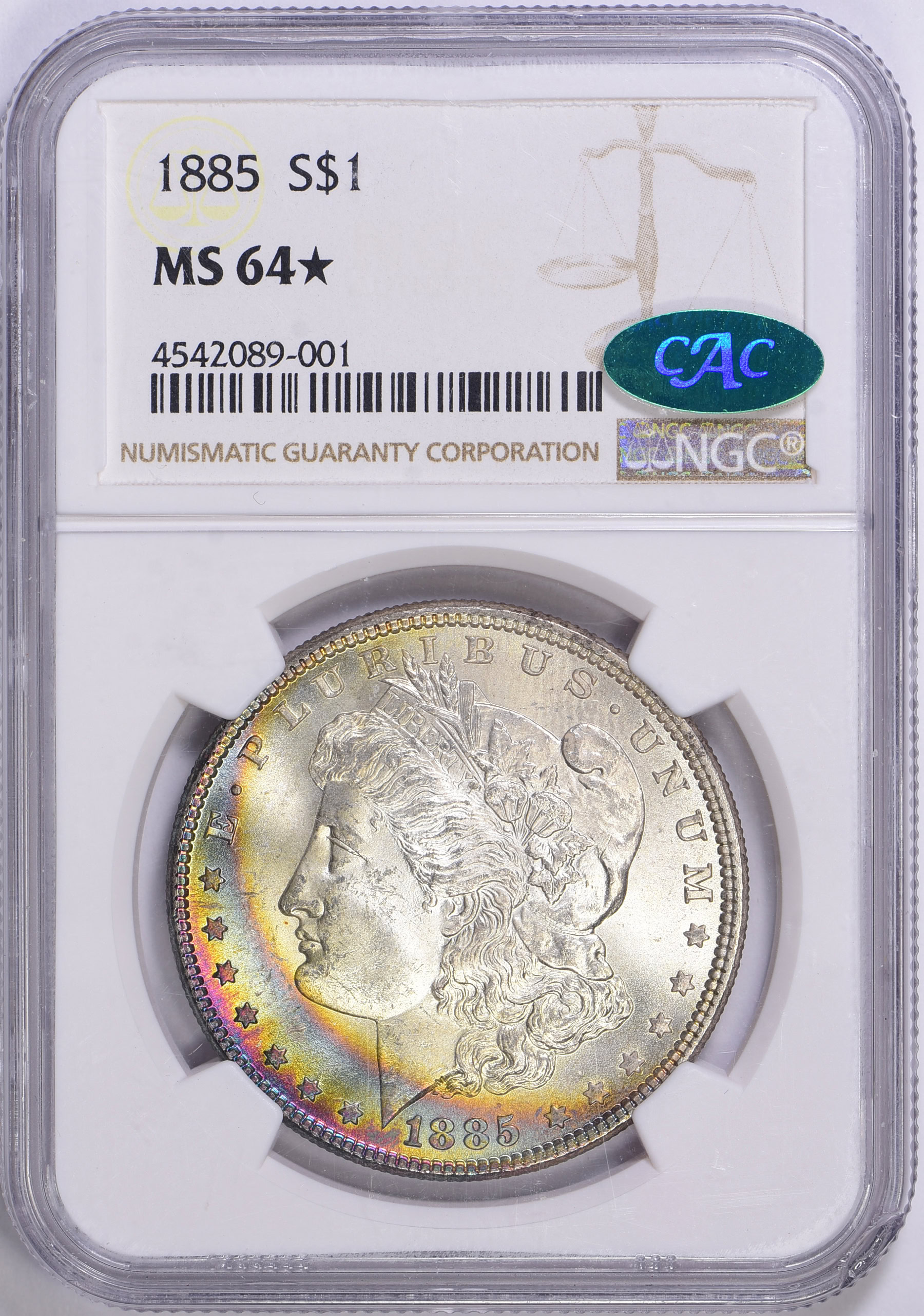 1885 Morgan Silver Dollar NGC MS-64 ★ (CAC Green) (Toned) (Item 1662816) | GreatCollections Coin ...