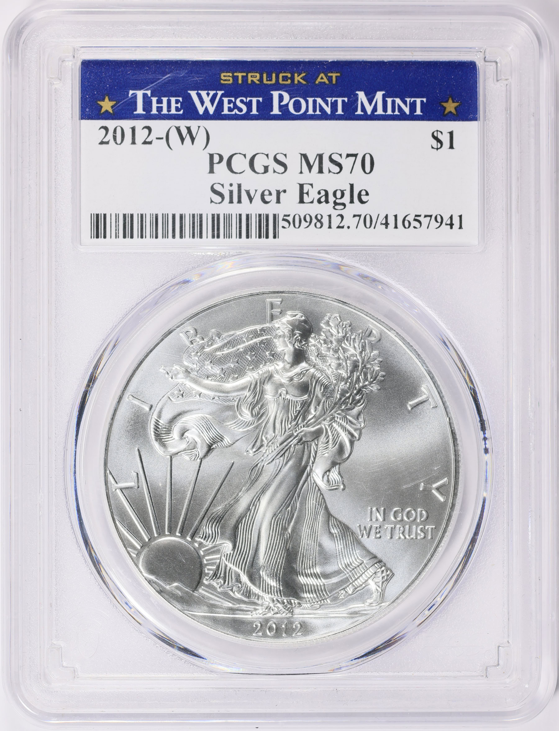 2012-(W) $1 Silver Eagle Struck at West Point PCGS MS-70 (Item 1664226) | GreatCollections Coin ...