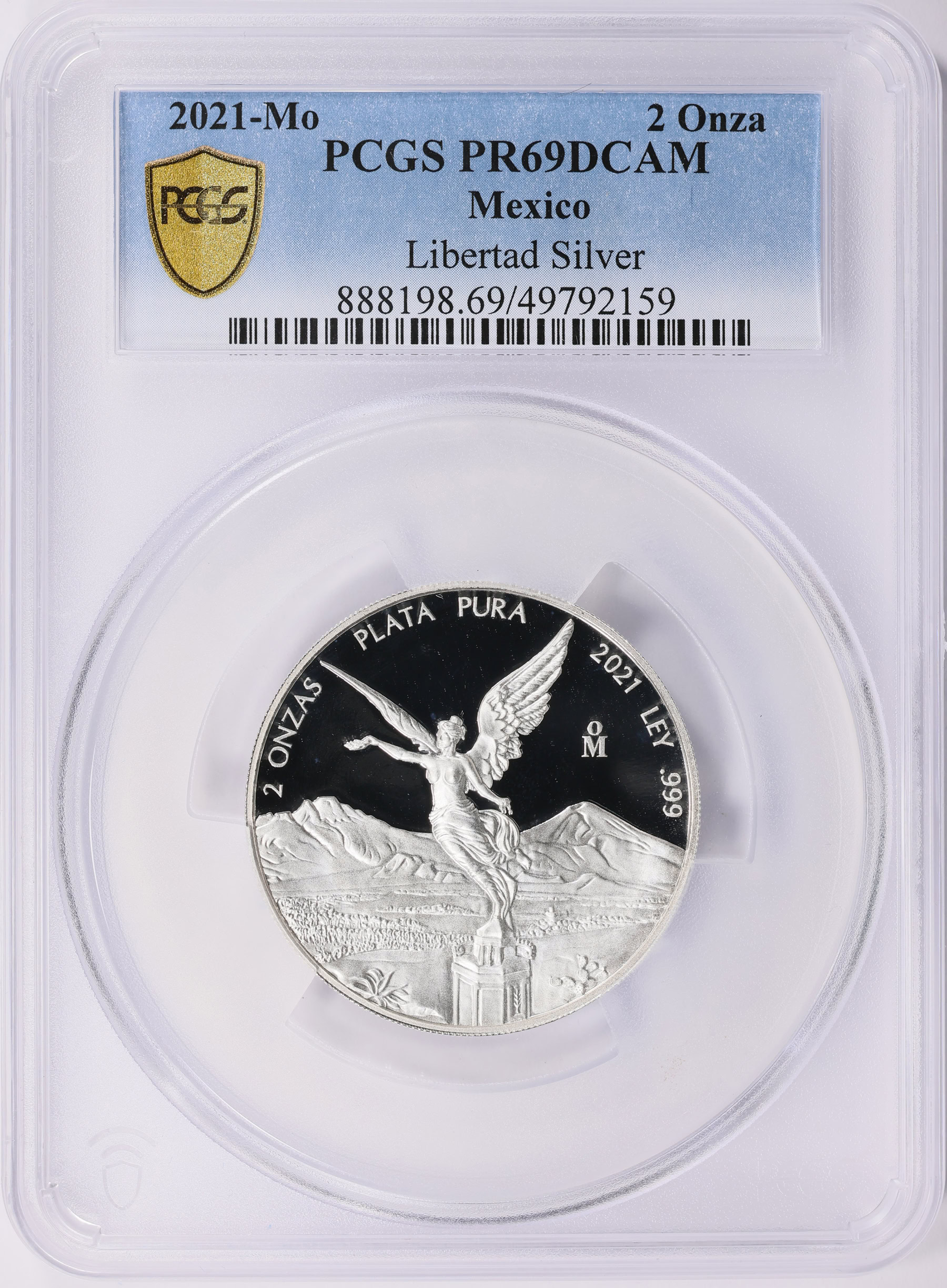 Mexico 2021-Mo Silver 2 Onza Libertad Silver KM-614 PCGS Proof-69 DCAM ...