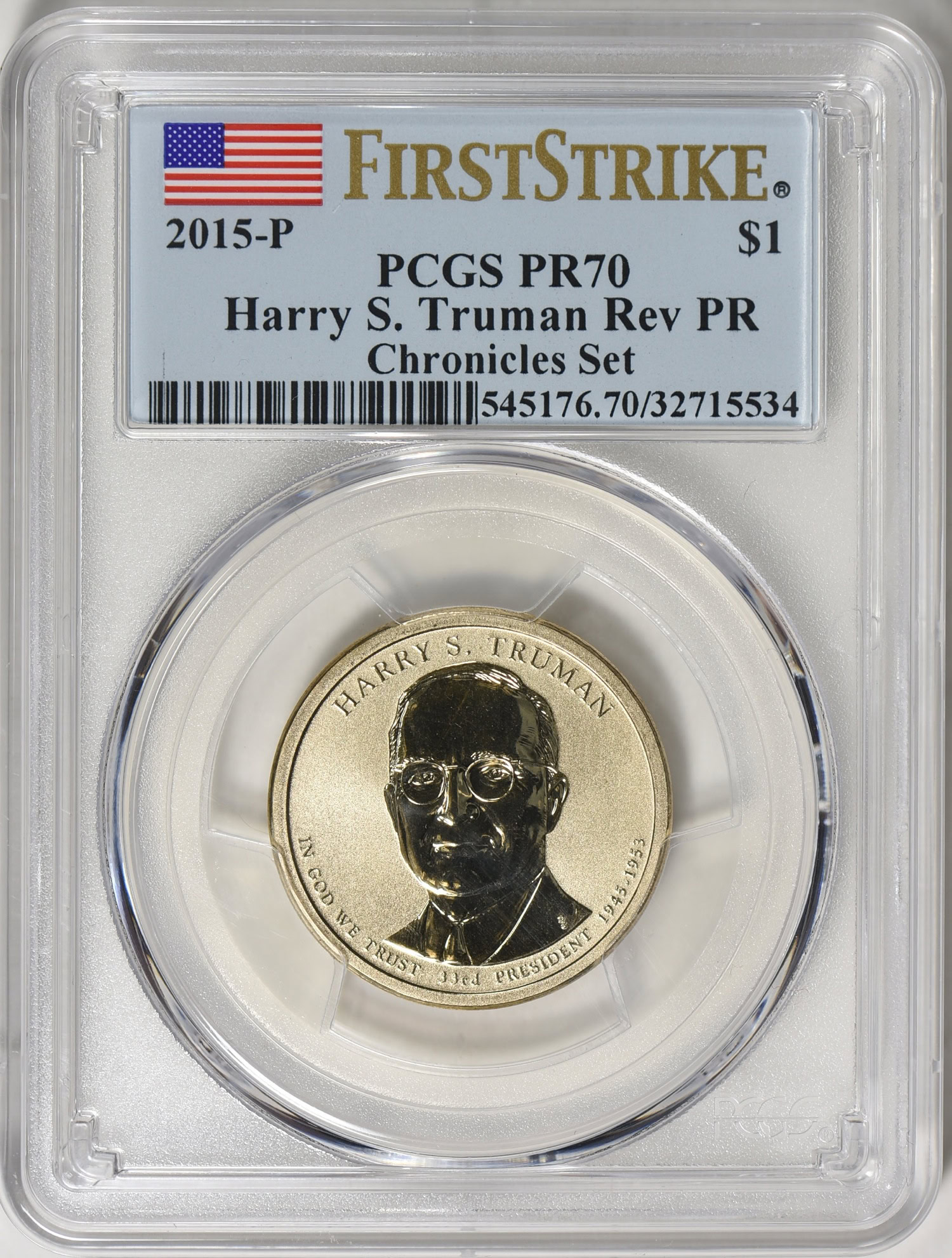 2015-P Presidential Dollar Harry S. Truman. Reverse Proof First Strike ...